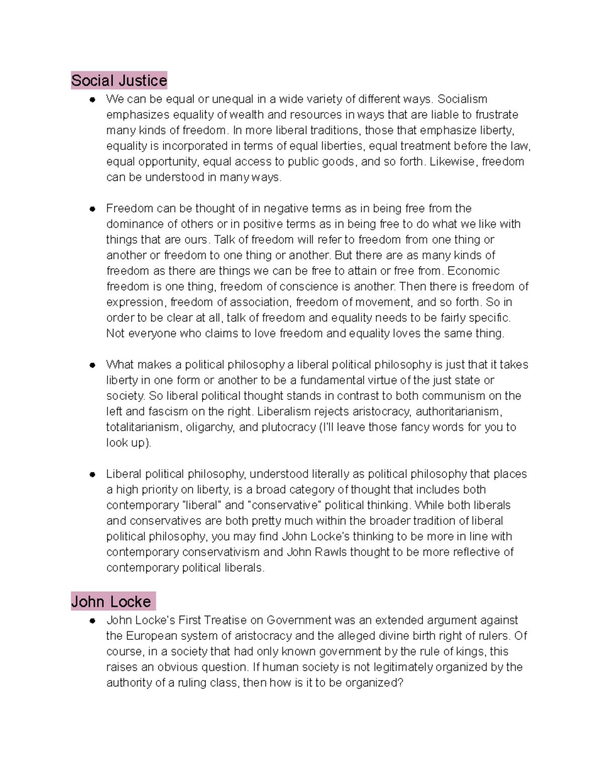 Philosophy - Part 25 - Notes - Social Justice We can be equal or ...