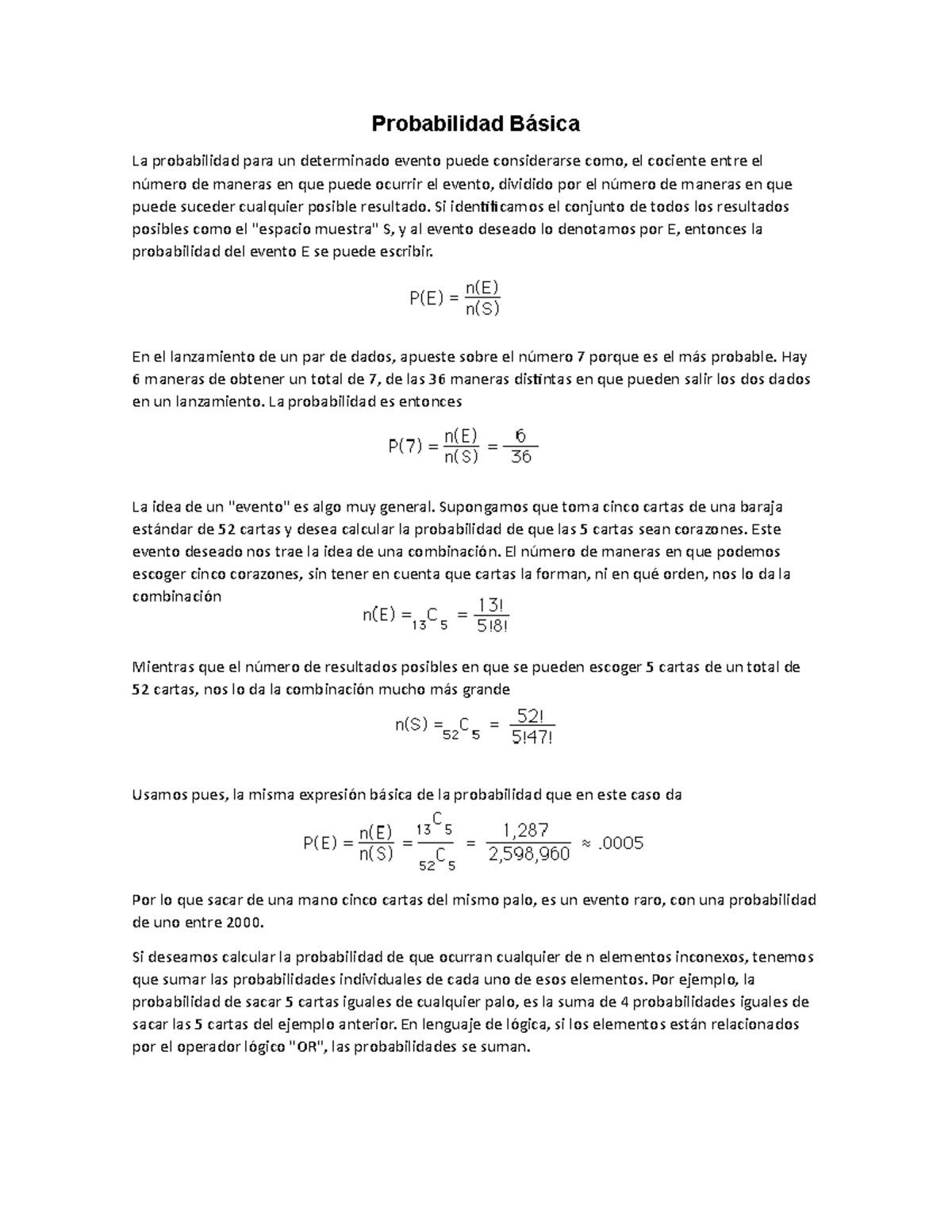 Probabilidad Básica - Probabilidad Básica La probabilidad para un ...