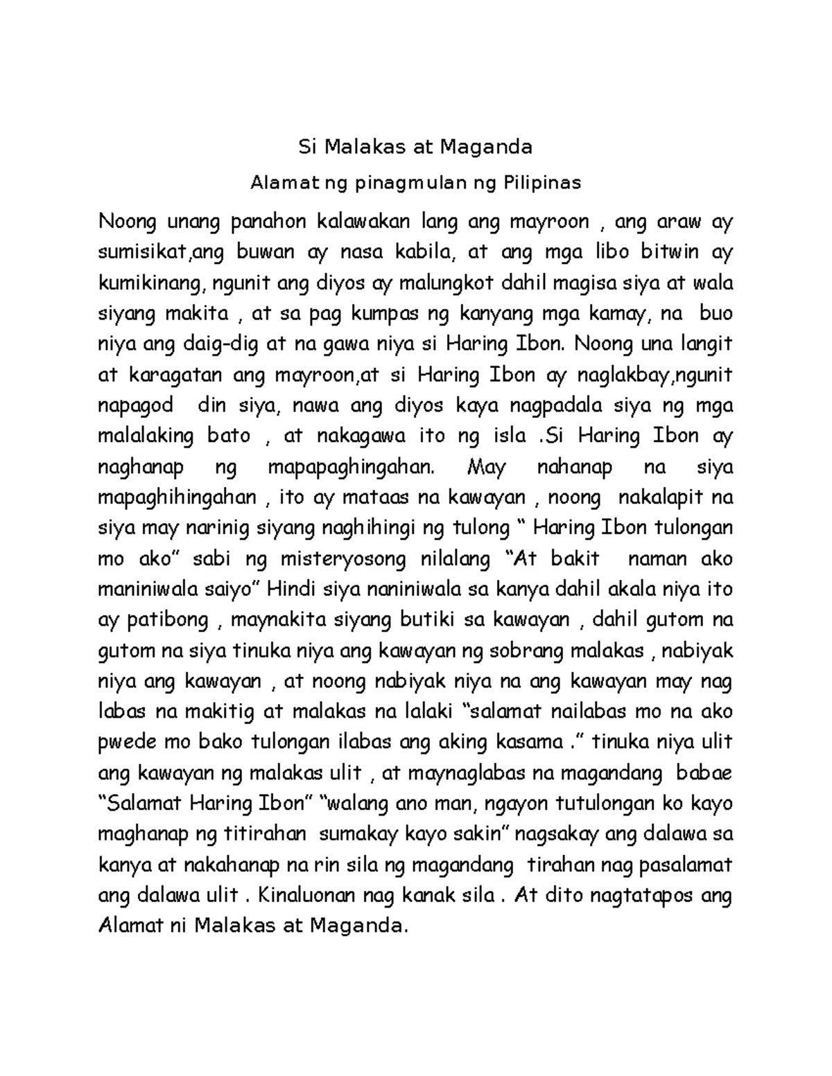 Si Malakas at Maganda - Si Malakas at Maganda Alamat ng pinagmulan ng ...