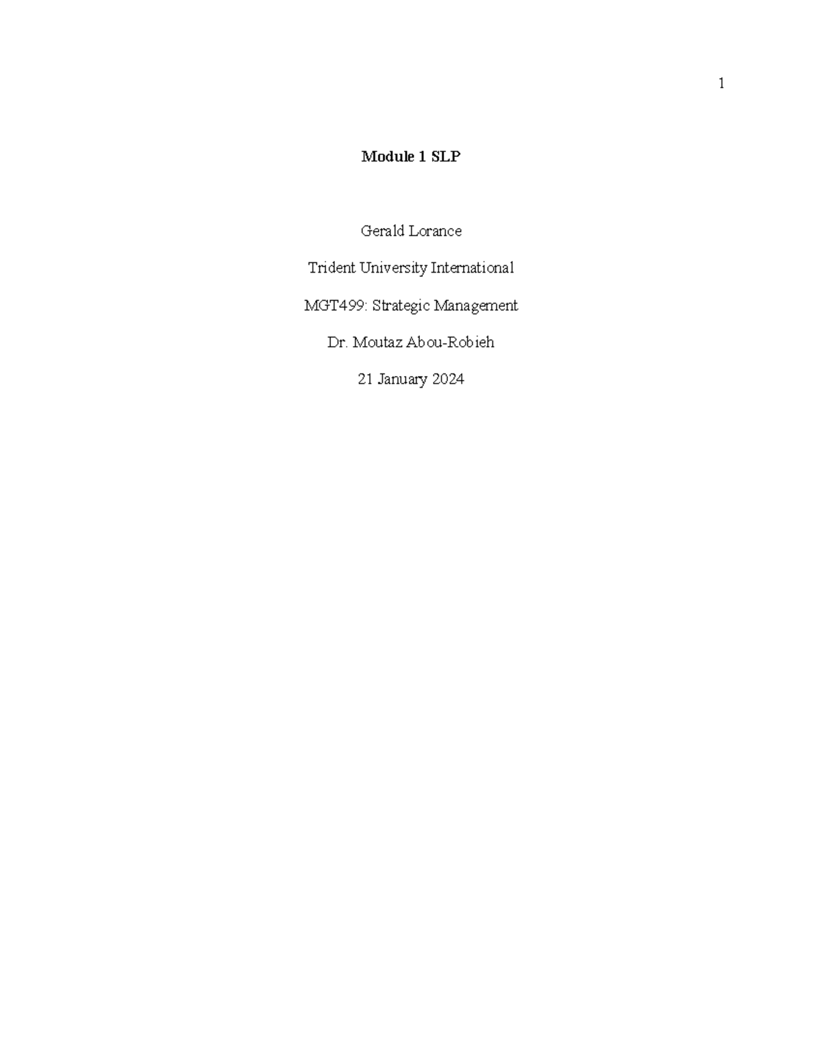 MGT499 SLP 1 - use only as a guided example, do your own work - 1 ...