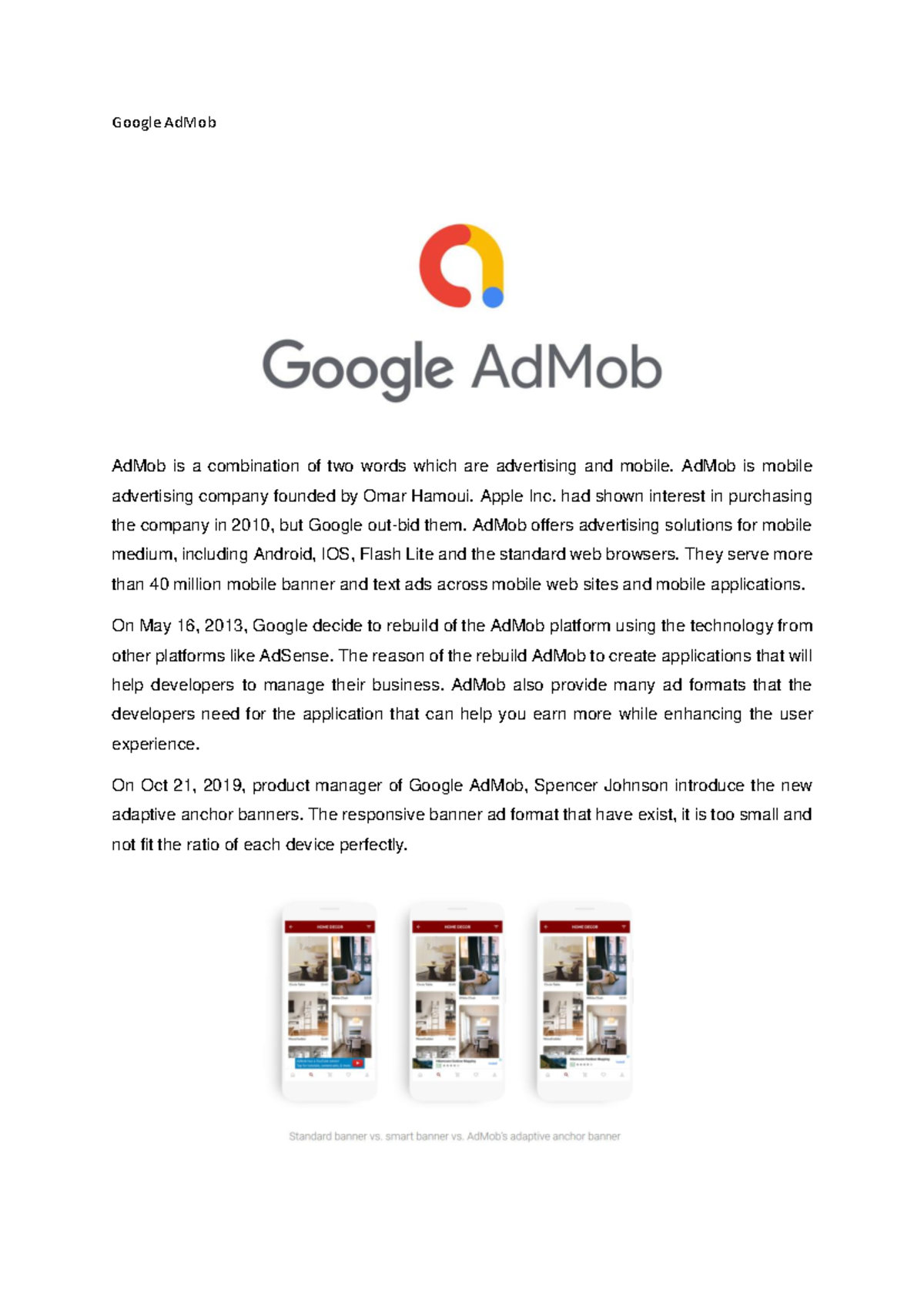 Google Ad Mob - multi in daily life - Google AdMob AdMob is a ...