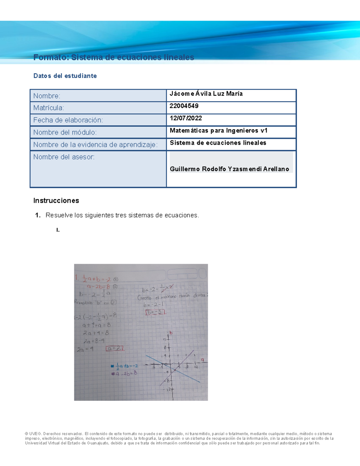 Jacome Luz Maria Sistema de ecuaciones lineales - Formato: Sistema de ...