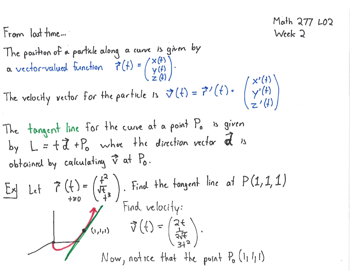 Math277L02Week2 - notes - MATH 277 - Studocu