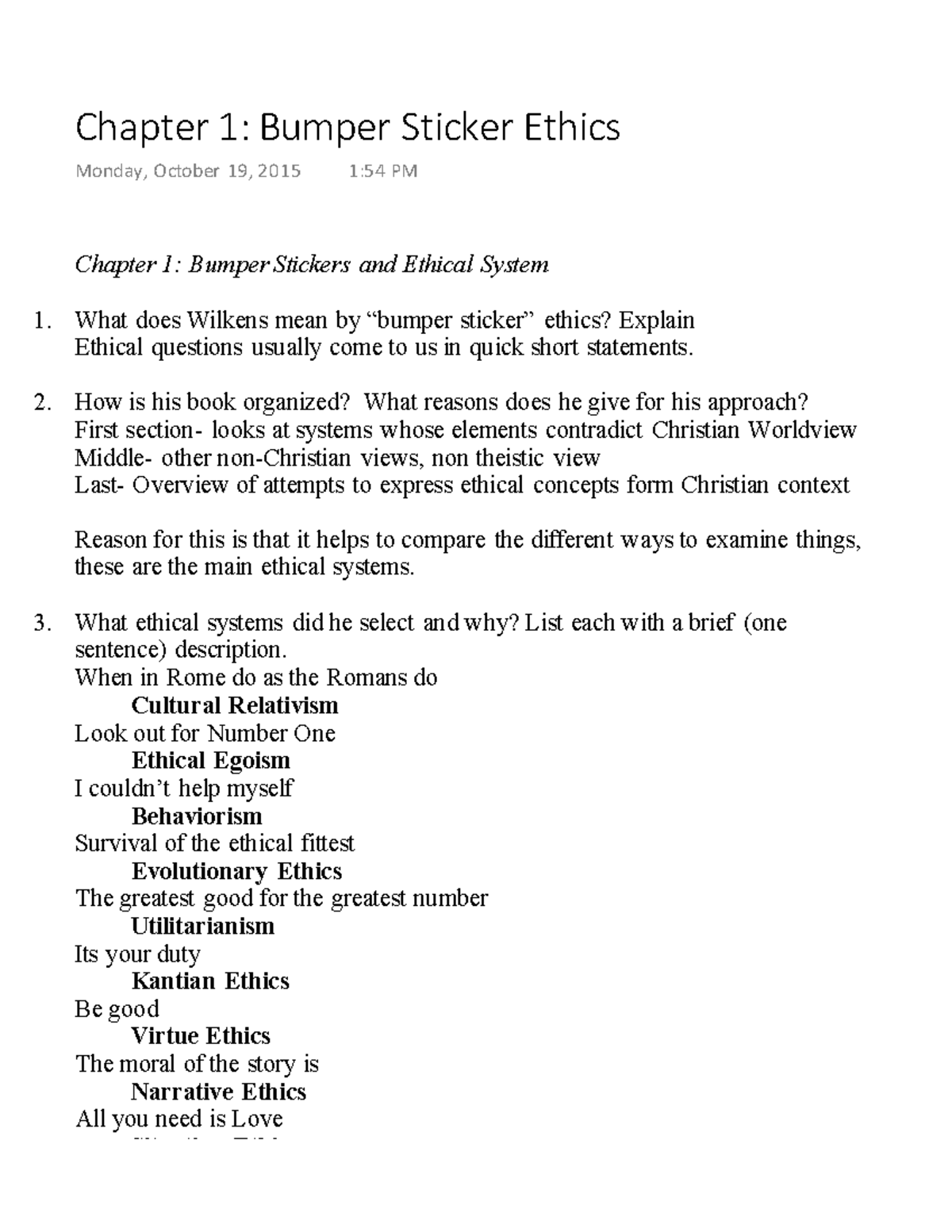 Chapter 1 Bumper Sticker Ethics - Chapter 1: Bumper Sticker Ethics ...