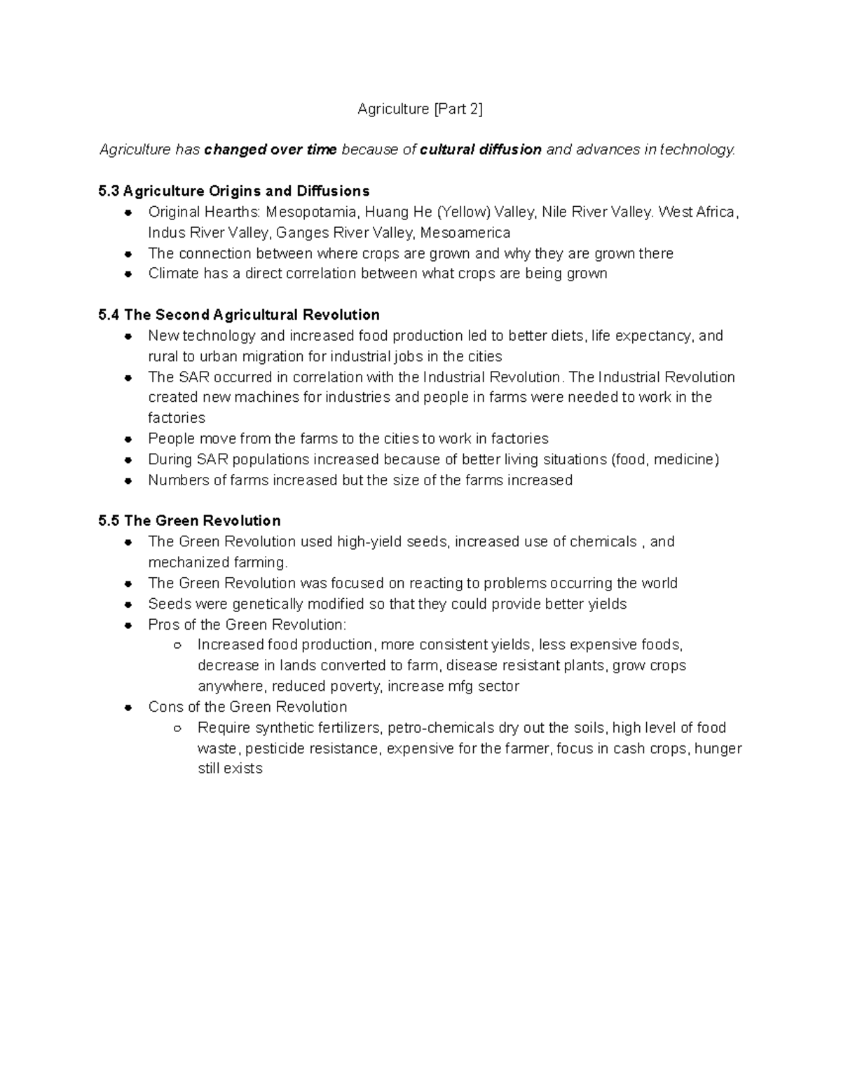 Agriculture [Part 2] - This was from Professor Newman's class ...