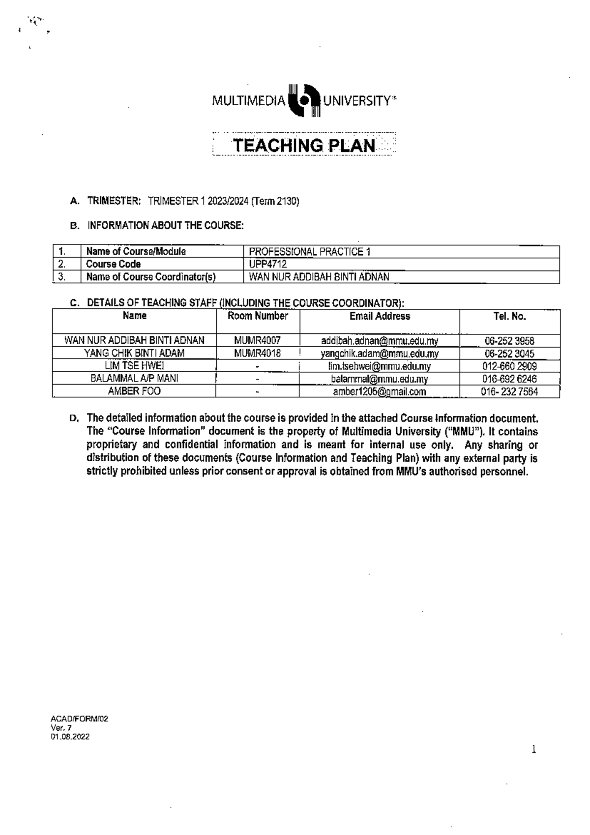 TP Approved-Students' copy - Professional Practice I - Studocu