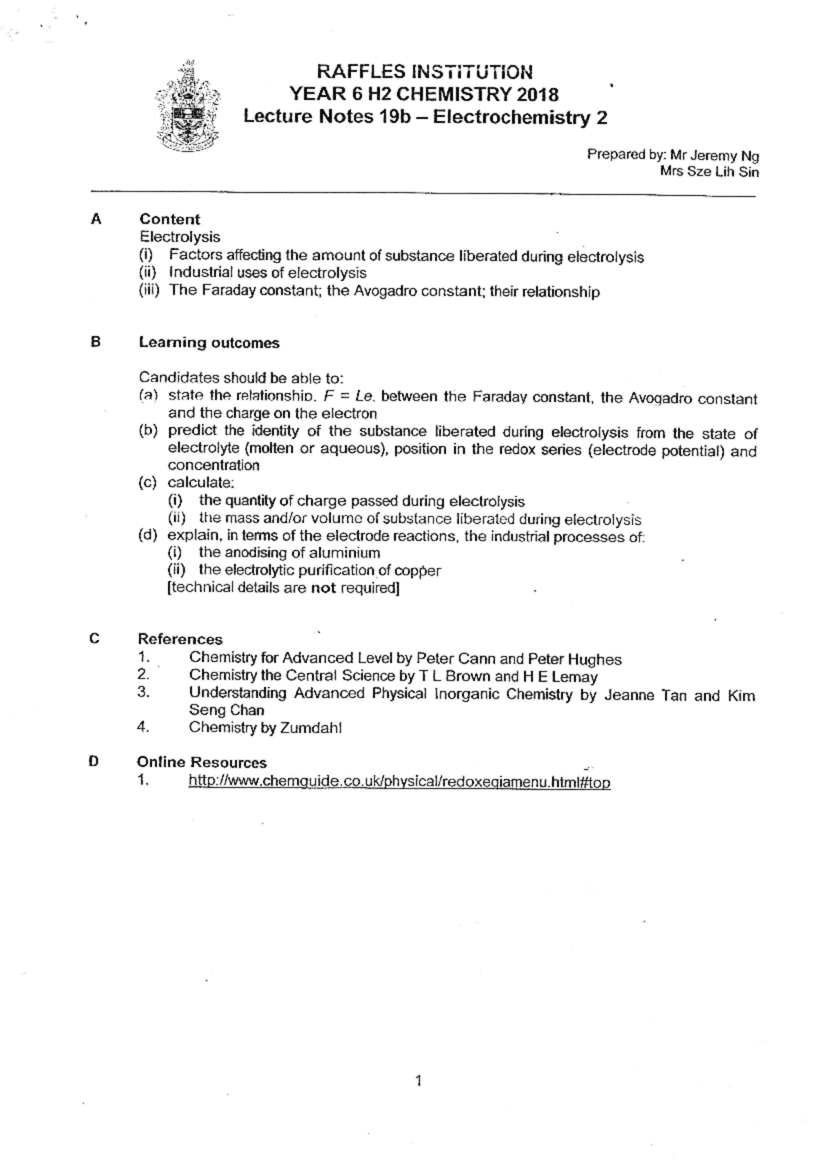 Lecture Notes 19b - Electrochemistry 2 - CM1121 - Studocu