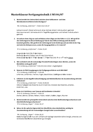 Fragenkatalog mit Antworten - Die DIN 8580 beschreibt die ...