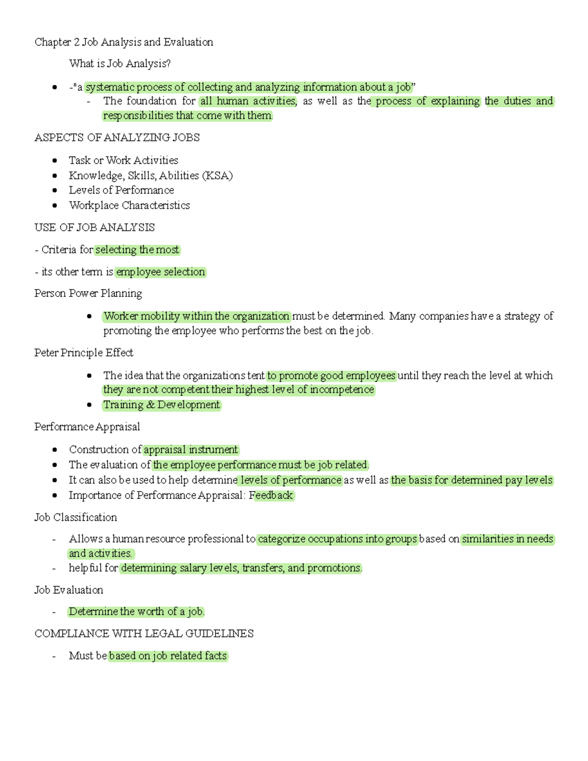 Chapter 2 Job Analysis And Evaluation Chapter 2 Job Analysis And