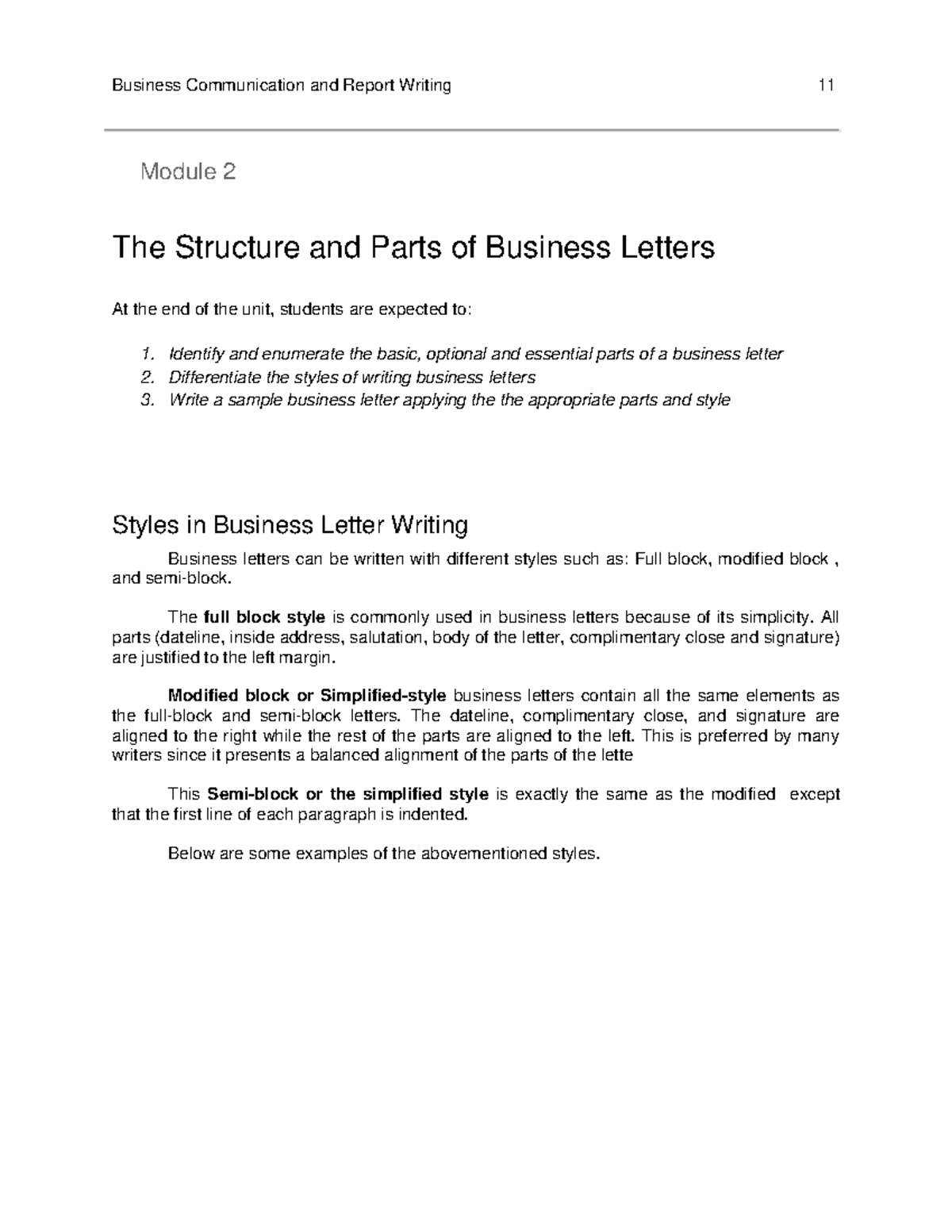 Business-Comm Module-2 - Module 2 The Structure and Parts of Business ...