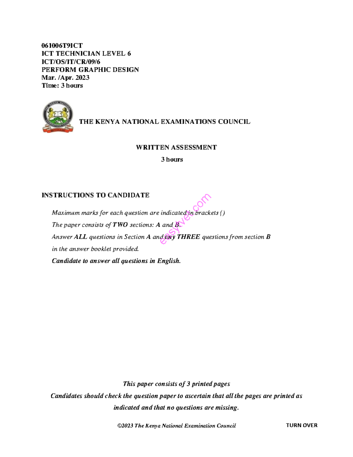 2023m graphics design - KNEC REVISION PAPER - This paper consists of 3 ...