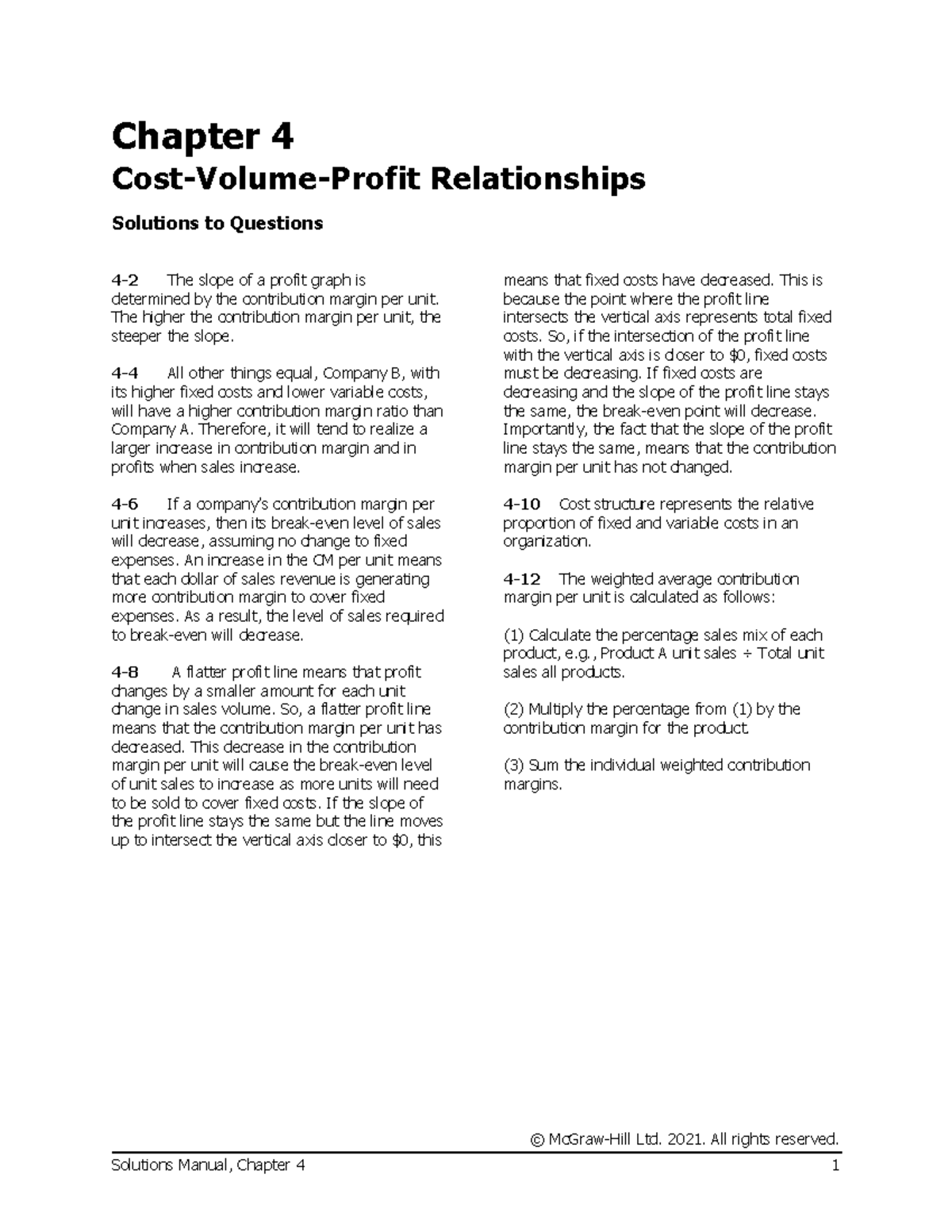 Chapter 4 Student Solutions - © McGraw-Hill Ltd. 2021. All rights ...