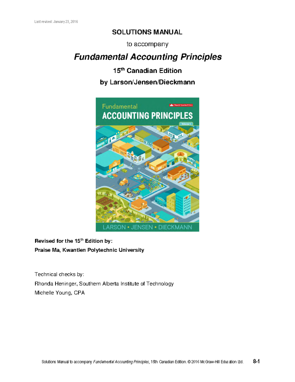 CH08 SM Larson FAP15 - Answer key to fundamental accounting principles ...
