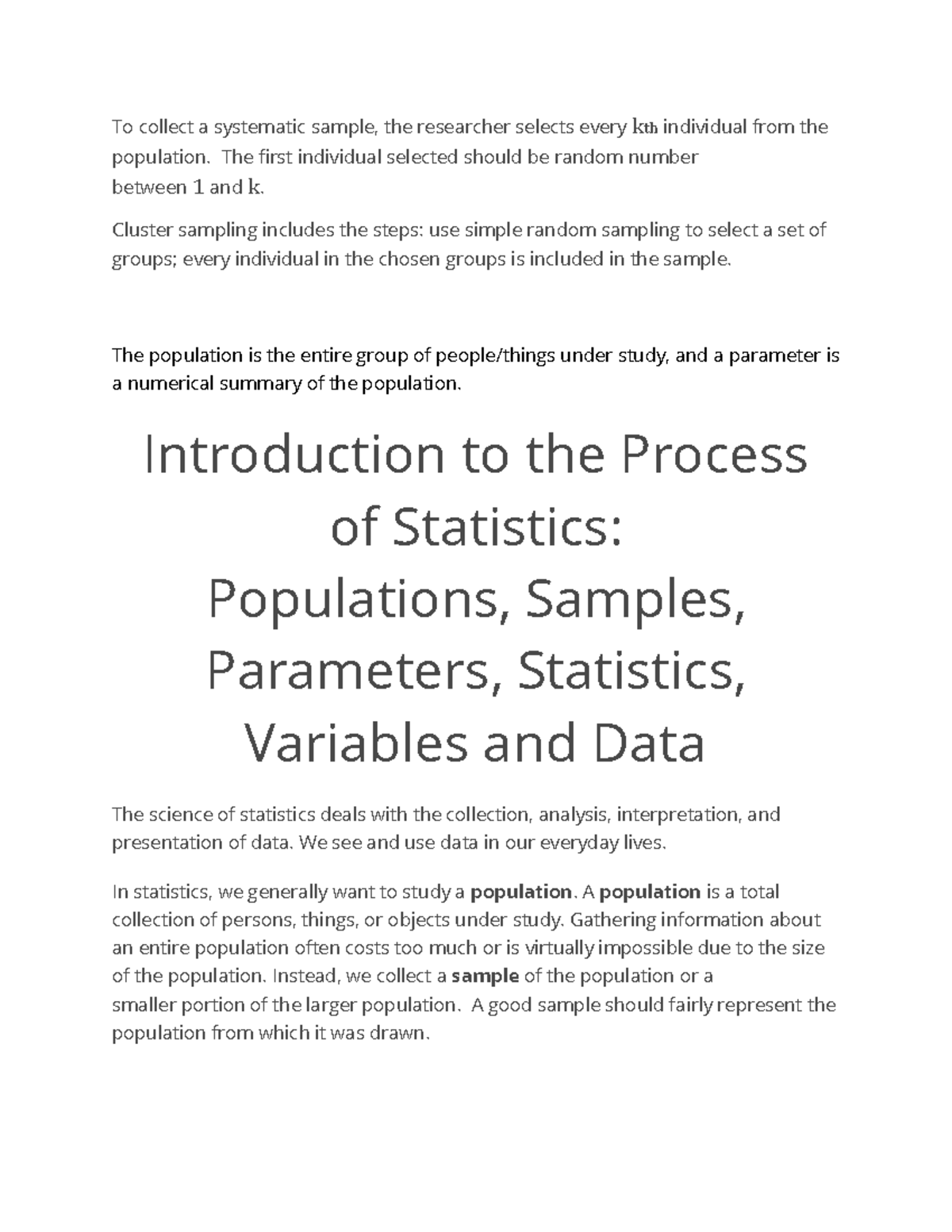 Statistics - To collect a systematic sample, the researcher selects ...