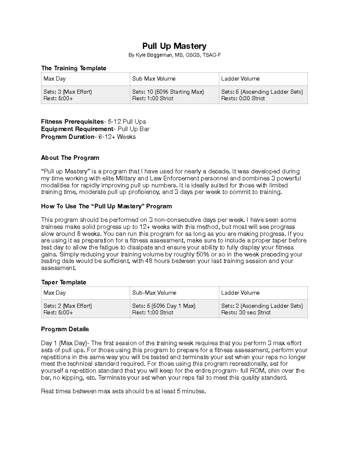 Kboges' Pull Up Mastery - Pull Up Mastery By Kyle Boggeman, MS, CSCS ...