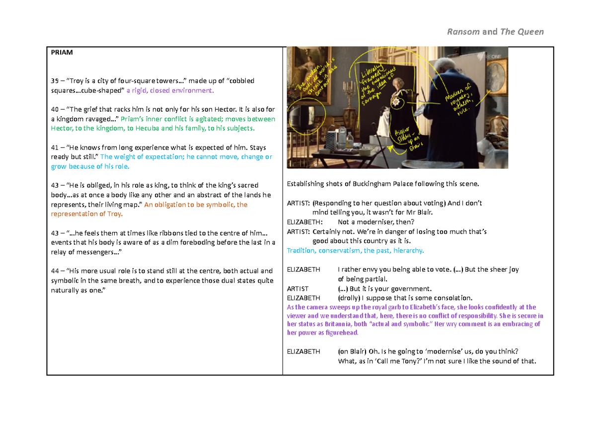 Comparing first moments - Priam and Elizabeth - Ransom and The Queen ...