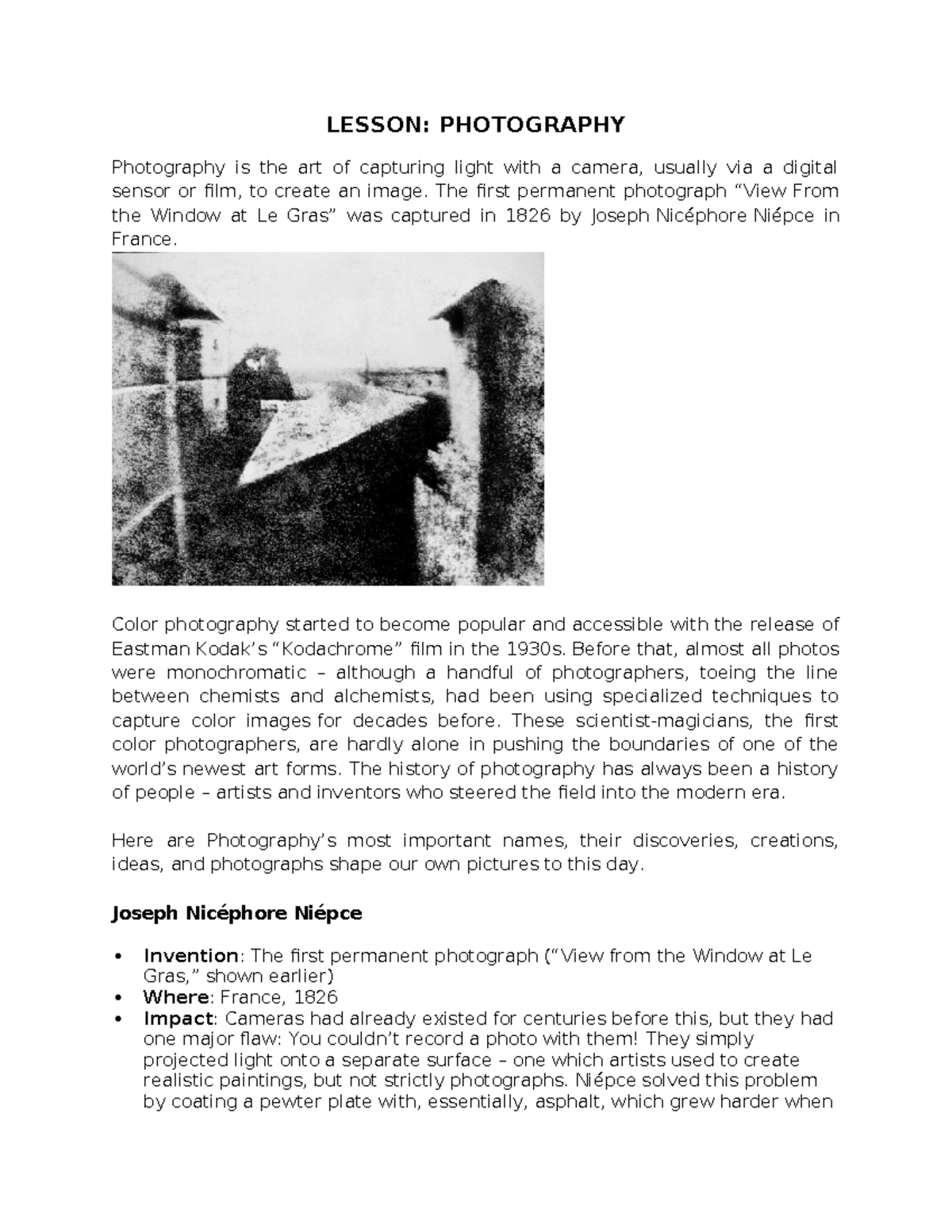 Photography - This might help you - LESSON: PHOTOGRAPHY Photography is ...