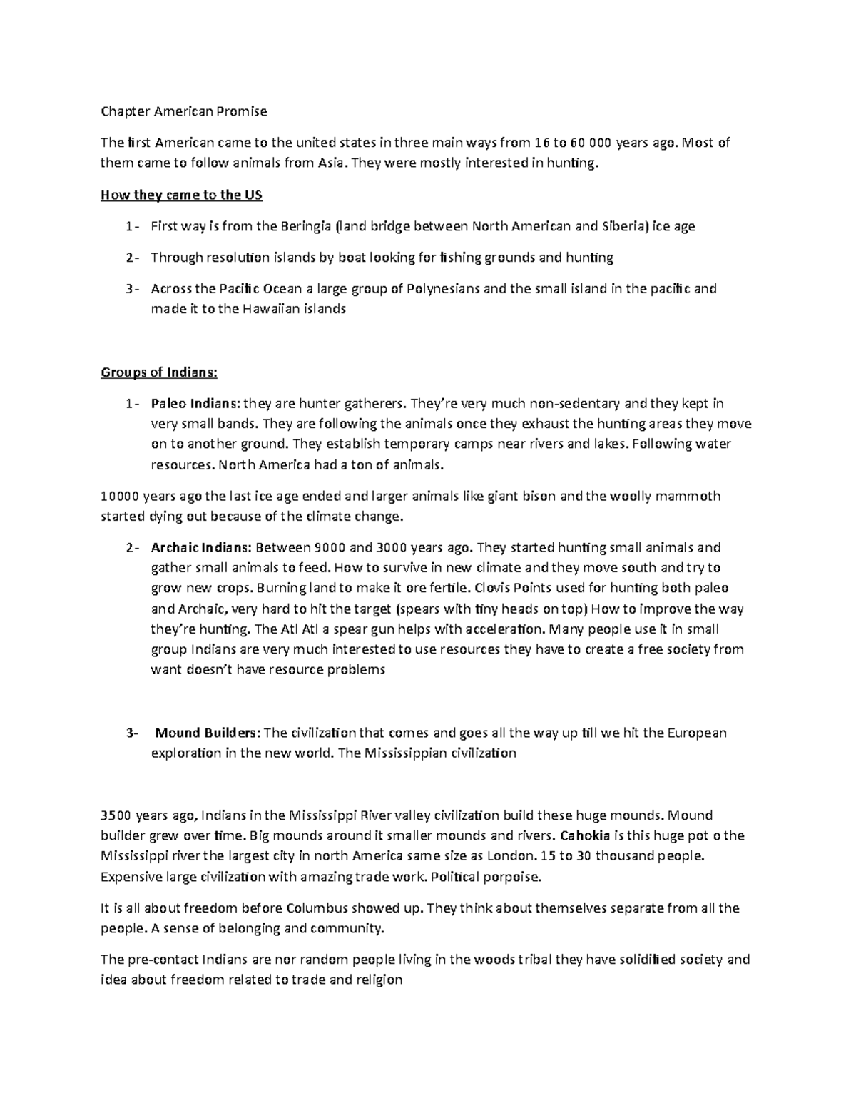 American History till 1800s notes - Chapter American Promise The first ...