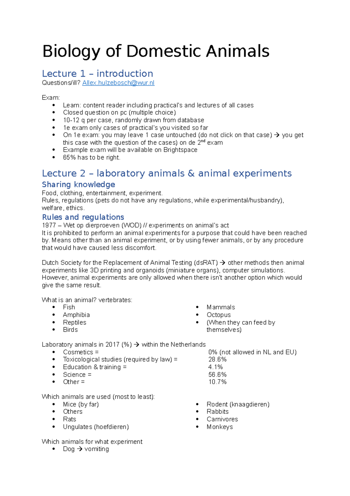 Biology of Domestic Animals - Biology of Domestic Animals Lecture 1 ...