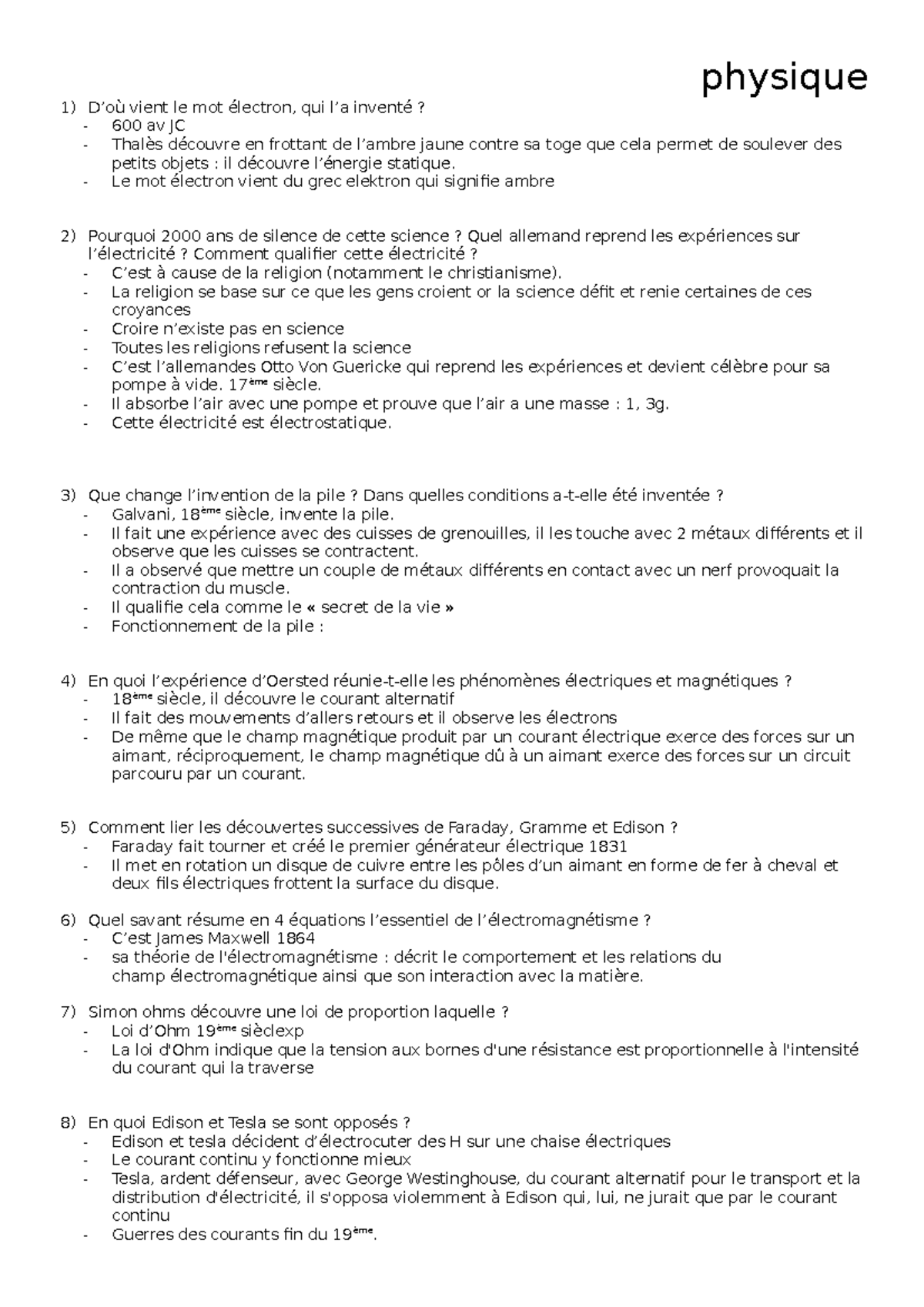 éval physique 29:09 - si oeazkfioezfoiezfozenf - physique D’où vient le mot électron, qui l’a ...