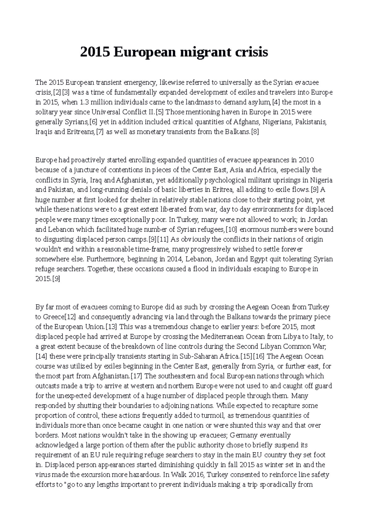 2015 European migrant crisis - 2015 European migrant crisis The 2015 ...