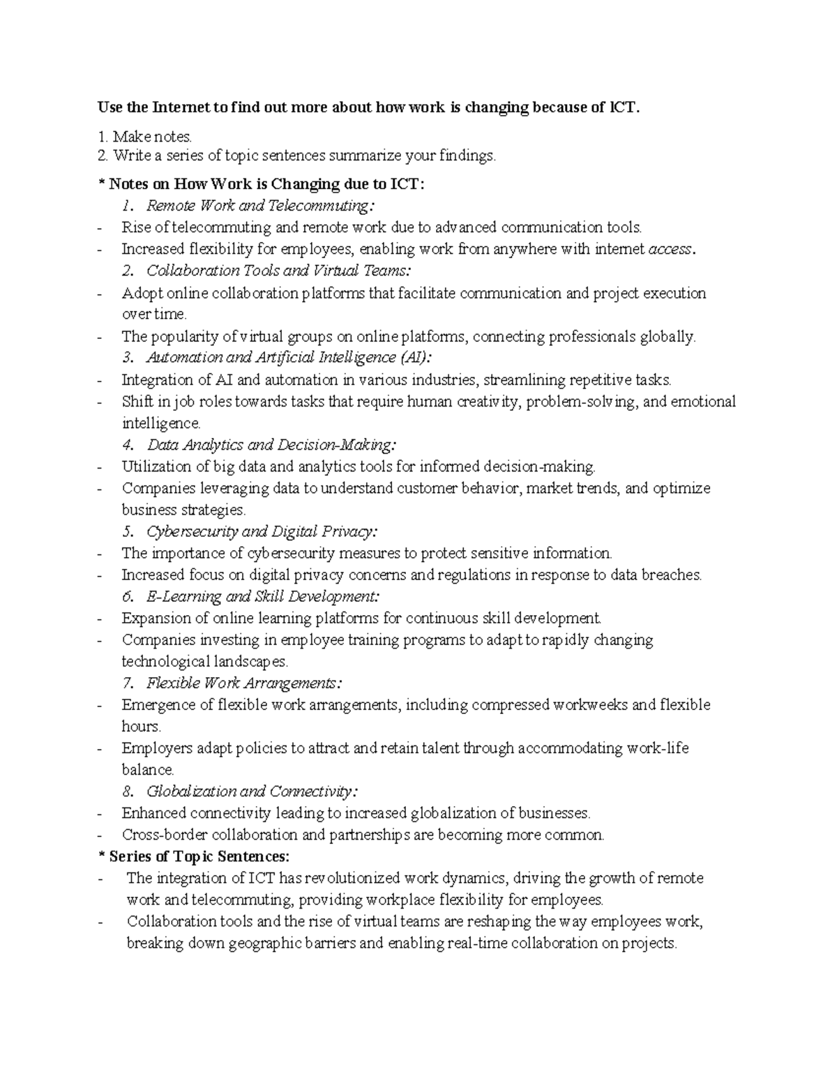 UNIT 1 ICT in the Workplace - Use the Internet to find out more about ...