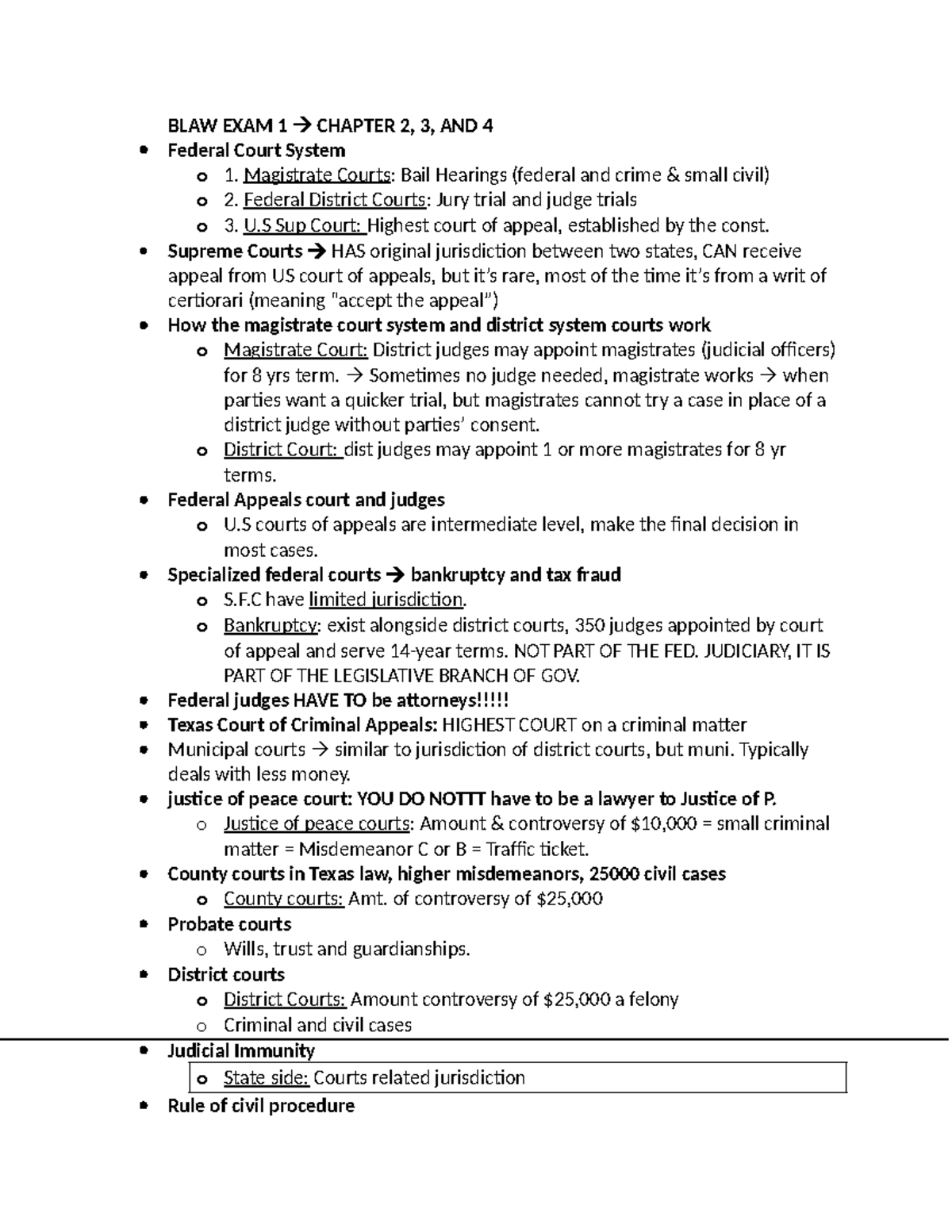 BLAW Exam 1 - BLAW 3310 Notes for all chapters included in Exam 1 ...
