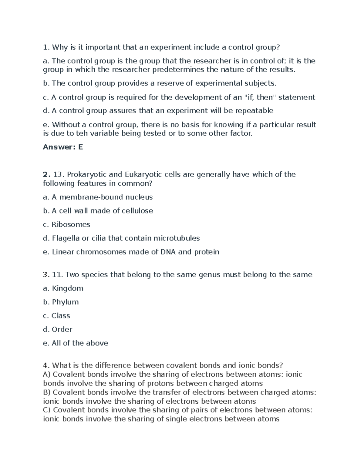 Bio questions - lllllll - Why is it important that an experiment ...