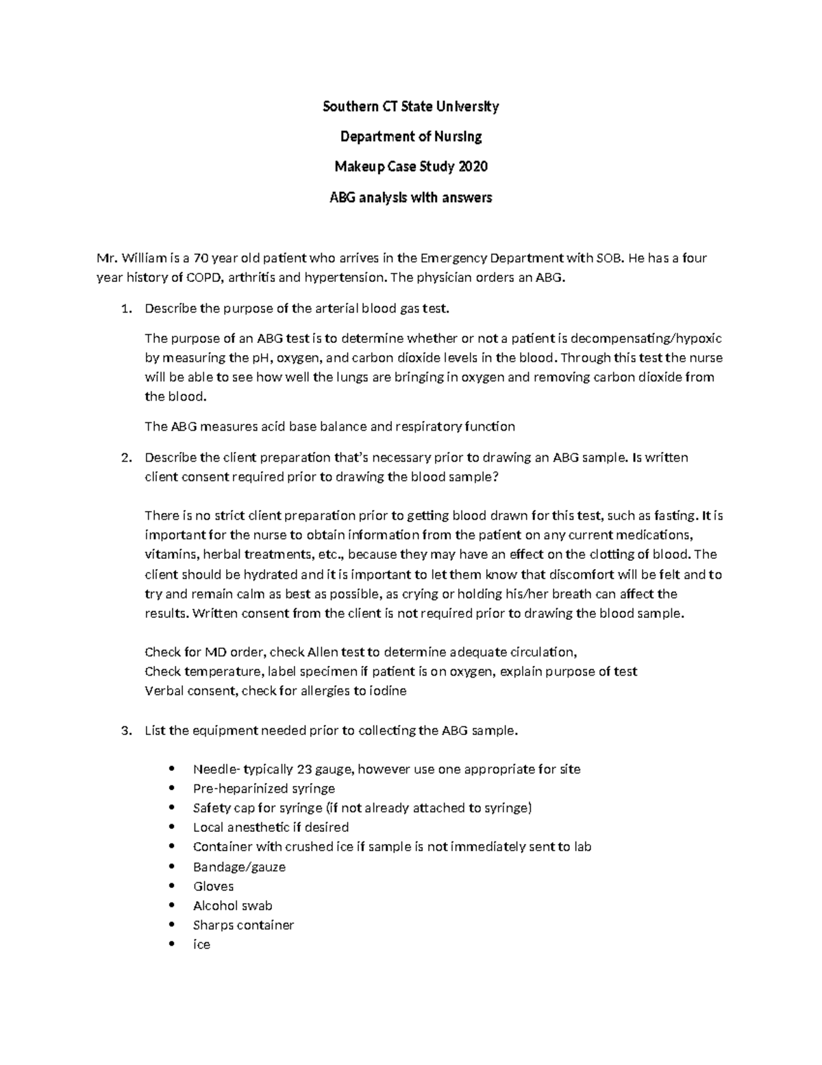 ABG - ABG practice - Southern CT State University Department of Nursing ...