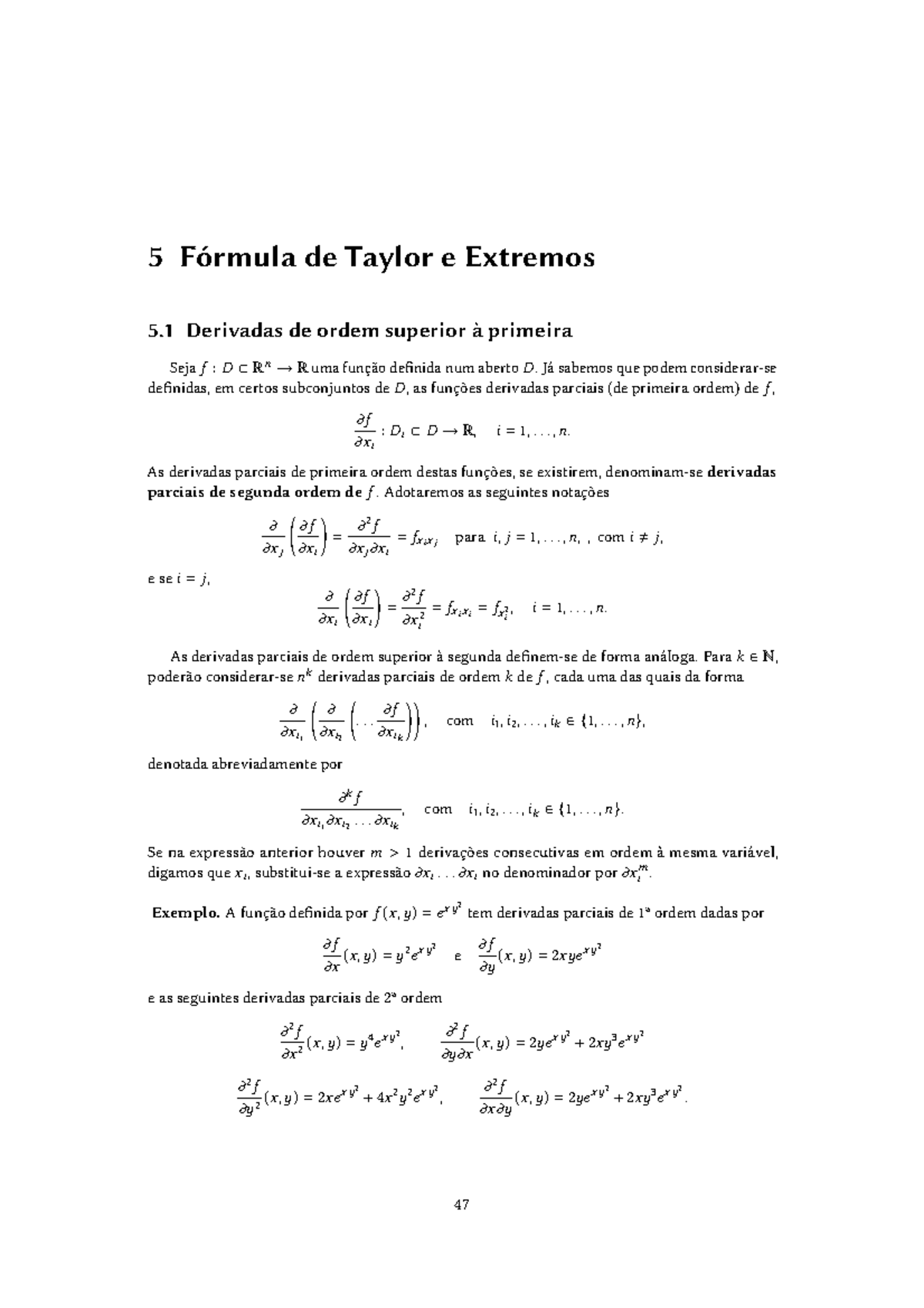 Cap5 - Resumo Análise Infinitesimal III - 5 Fórmula de Taylor e ...