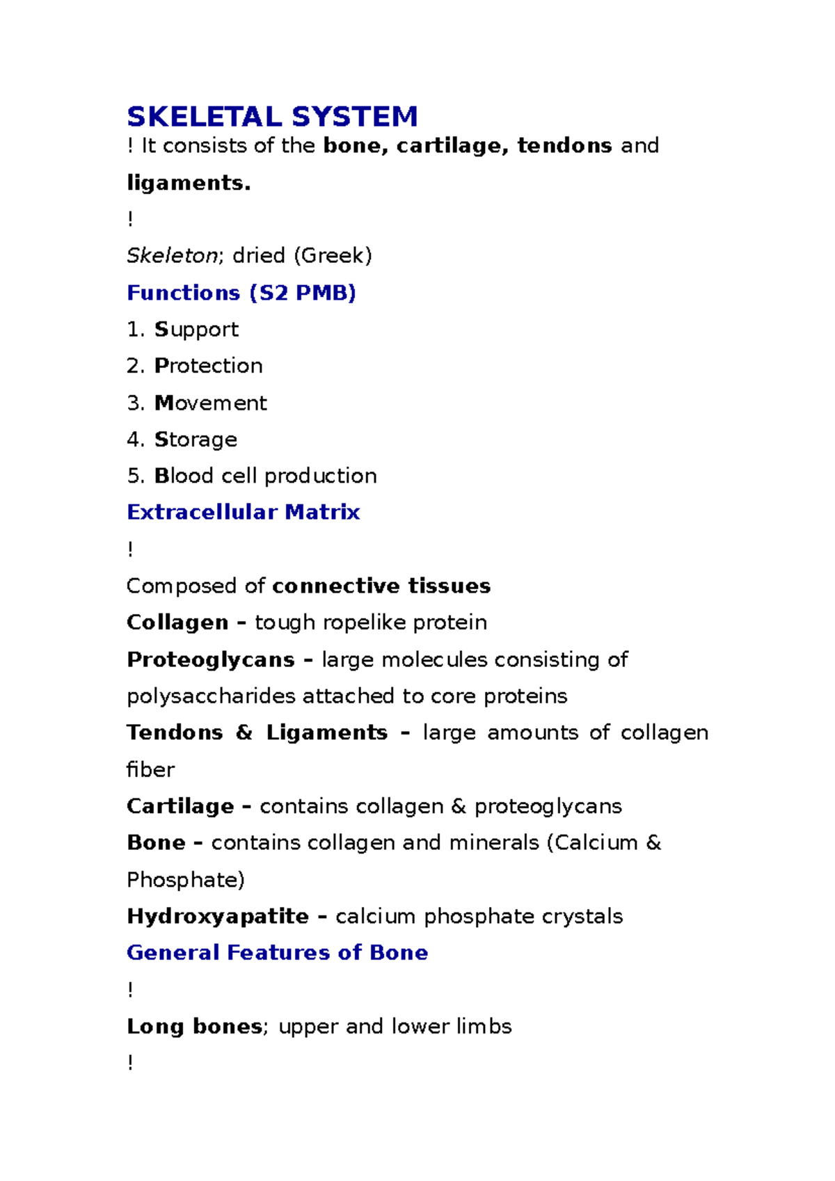Skeletal System - Lecture Notes in Nursing - SKELETAL SYSTEM ! It ...