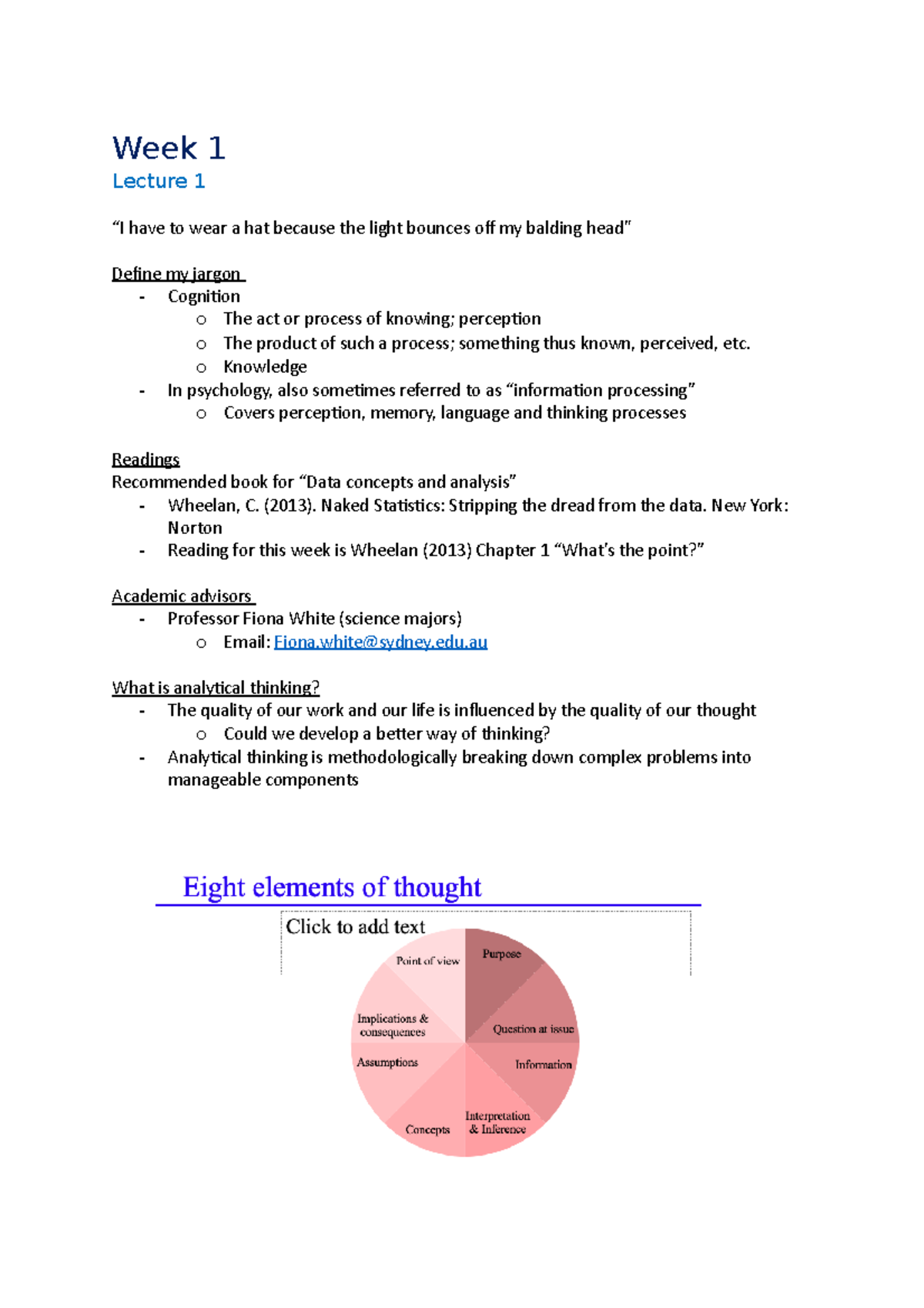 Week 1 - Lecture notes for ATHK1001 week 1, simple and just a brief ...