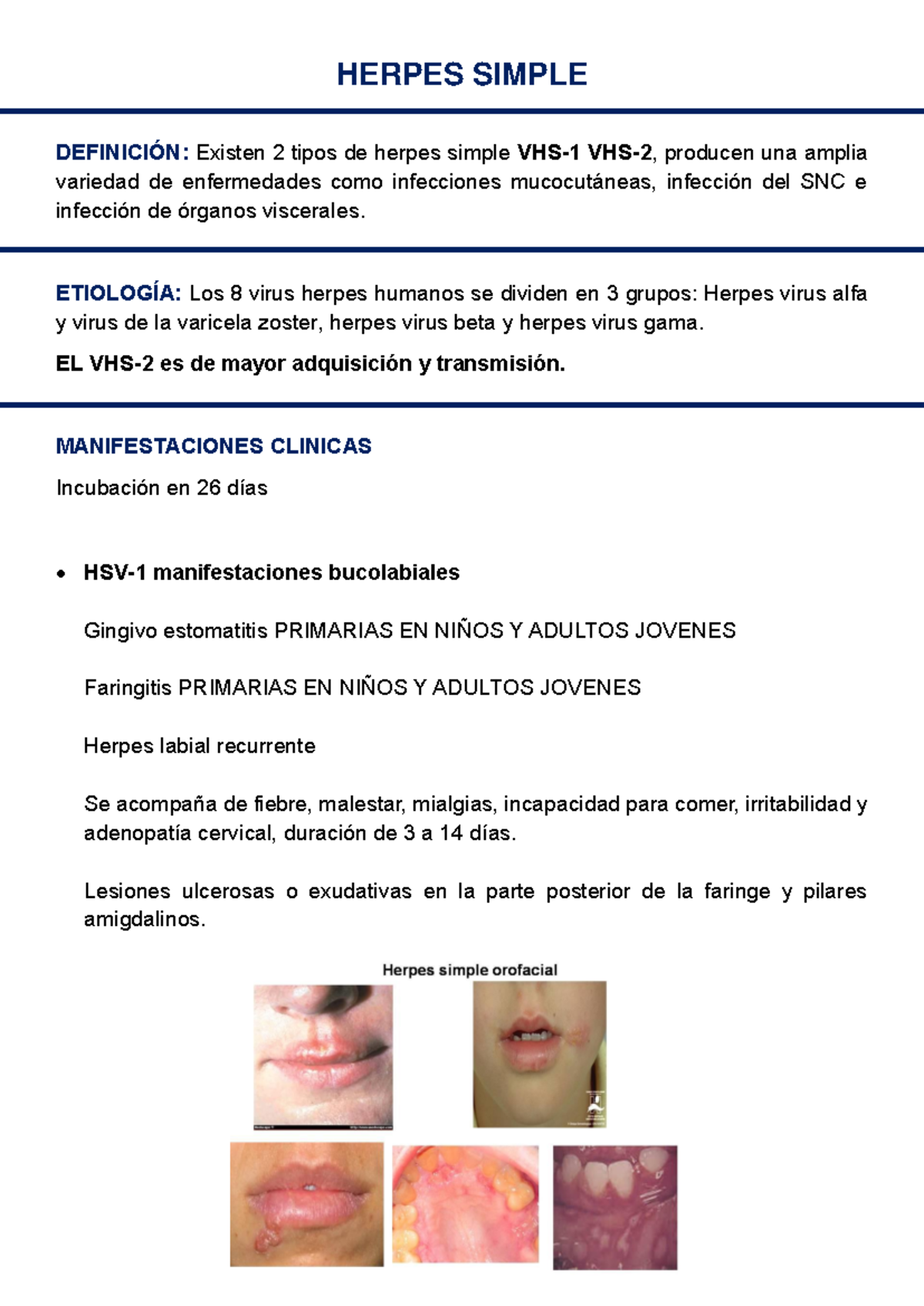 Herpes Simple - ssssss - HERPES SIMPLE DEFINICIÓN: Existen 2 tipos de ...