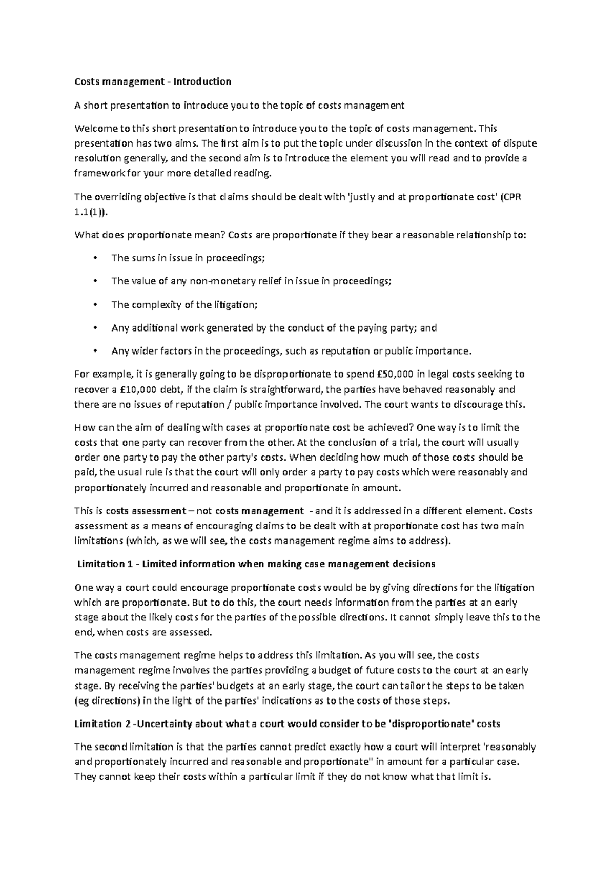 52-a Introductory presentation costs management accessible - Costs ...