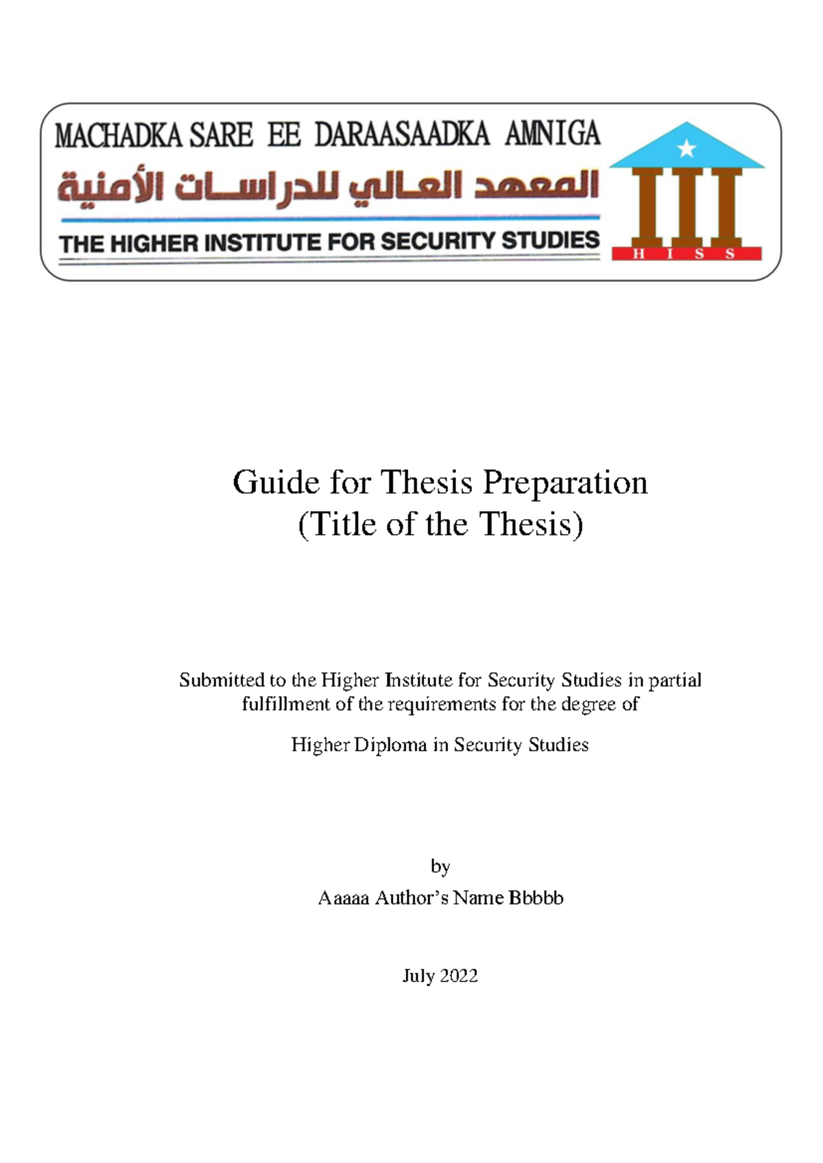 Thesis writting format for HISS updated - Guide for Thesis Preparation ...