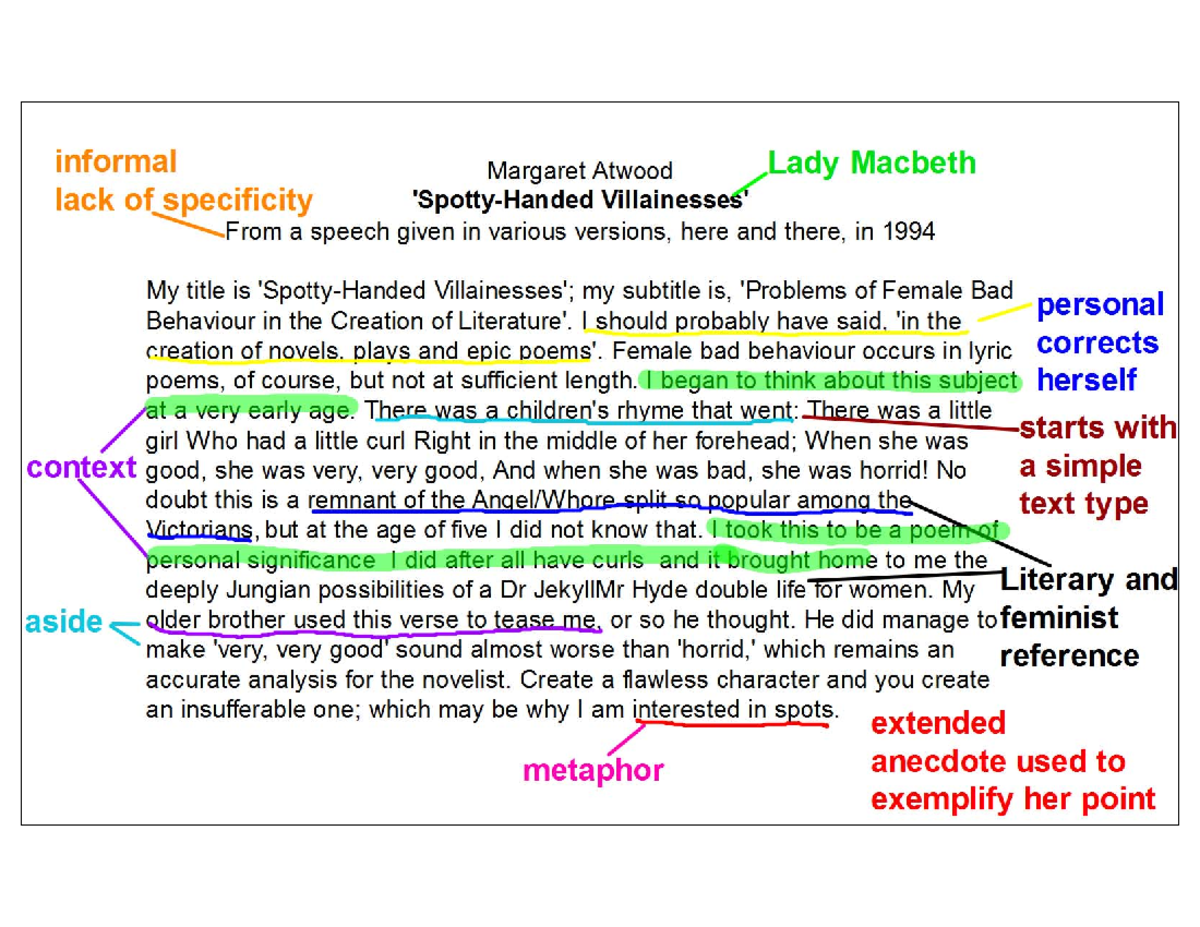 Annotated copy of Atwood's speech - Studocu