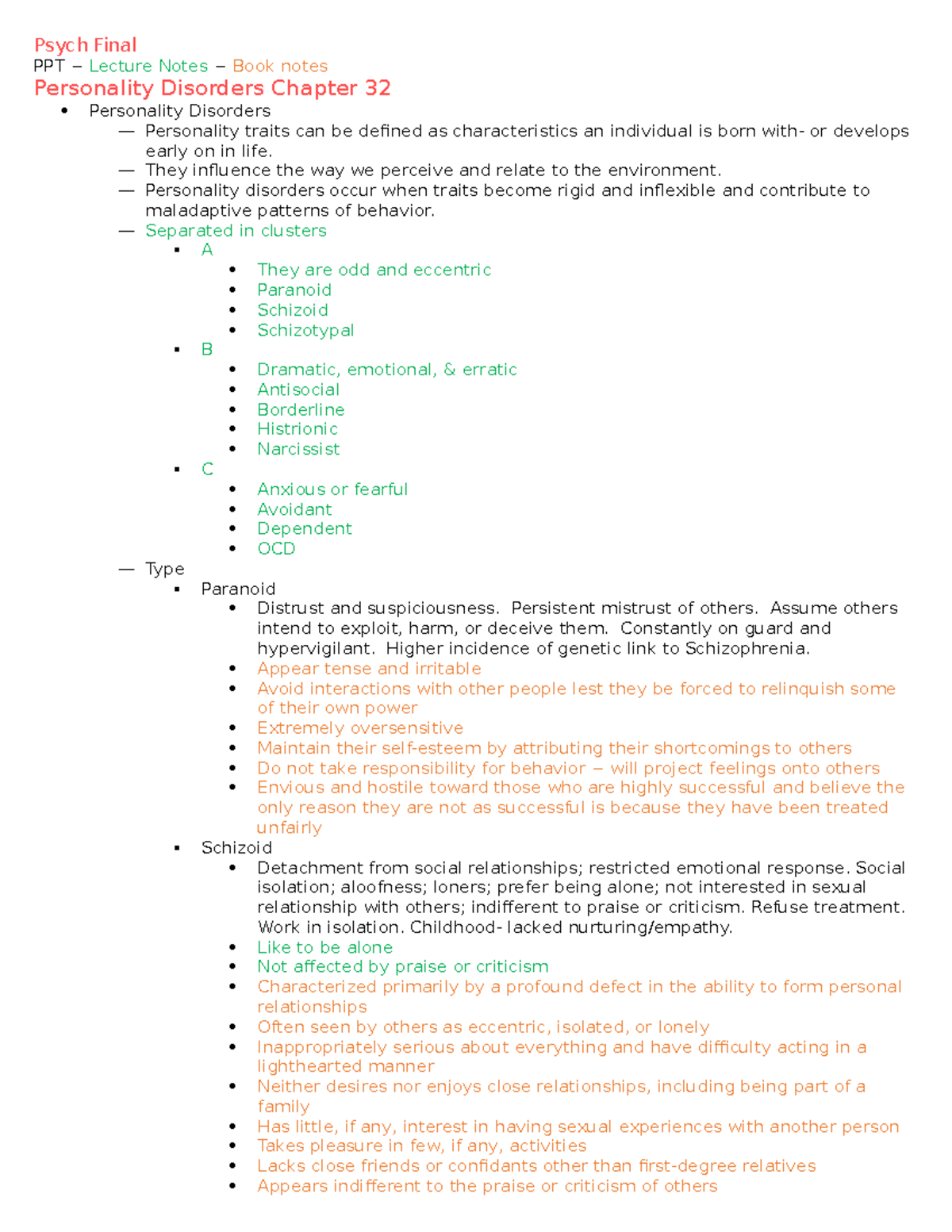 Psych Final - Lecture, ppt, and book notes. - Psych Final PPT Lecture ...