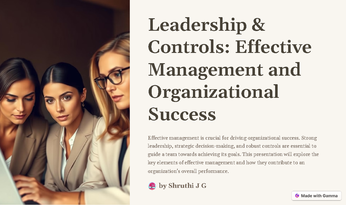 Leadership and Controls Effective Management and Organizational Success ...