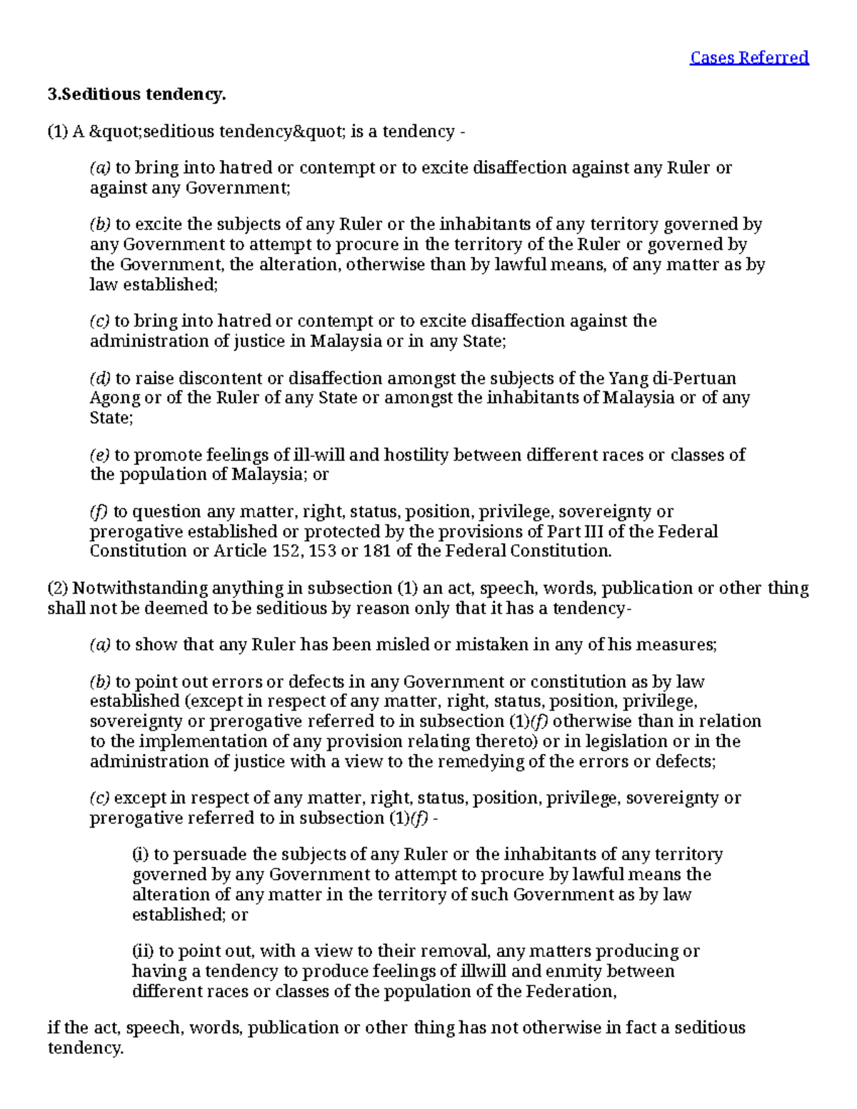 E Law Legislation - Cases Referred 3 tendency. (1) A "seditious ...