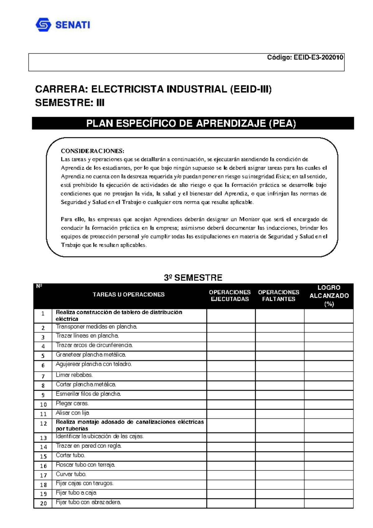 PEA - EEID 202010 Electricista Industrial (1) - CONSIDERACIONES: Las ...