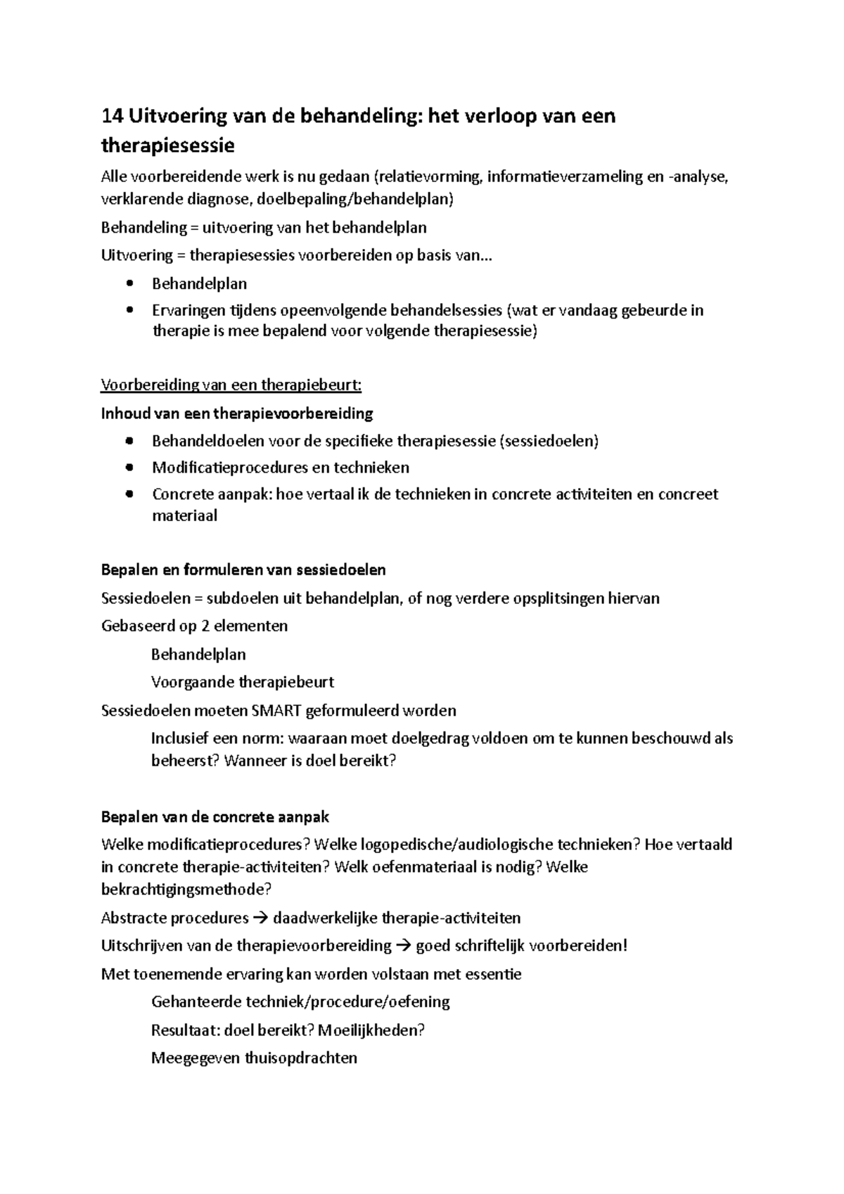 Hoofdstuk 14 Uitvoering van de behandeling - 14 Uitvoering van de behandeling: het verloop van ...