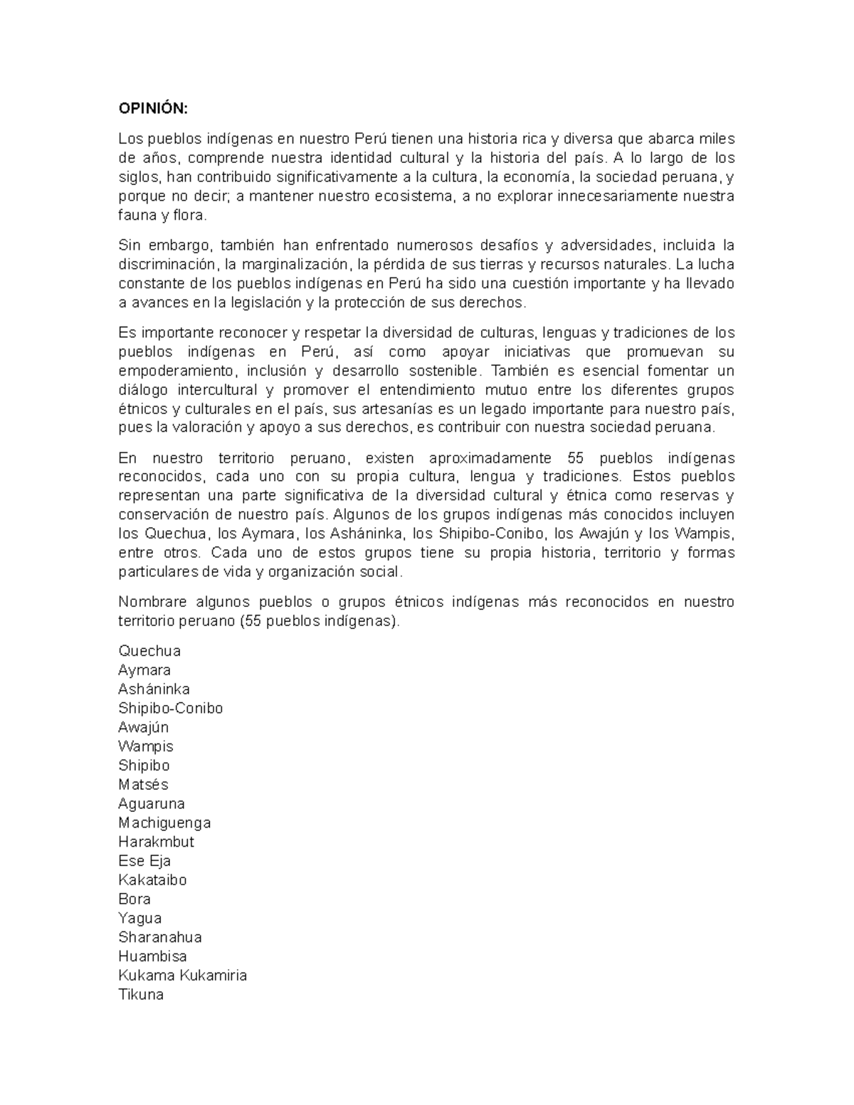 Pueblo Indigenas - OPINIÓN: Los pueblos indígenas en nuestro Perú ...