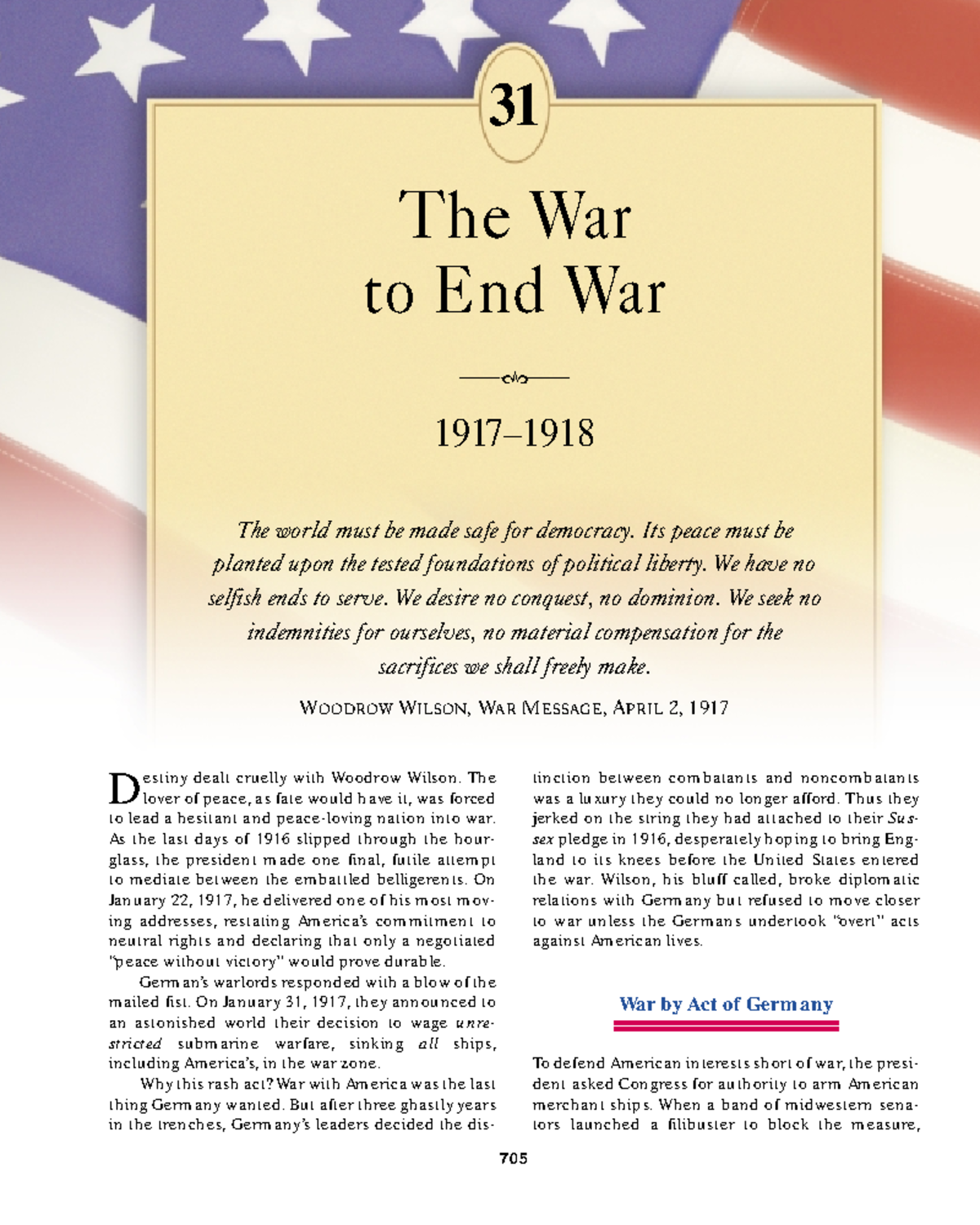 Americanpageantchapter 31 - 31 The War to End War 1917– The world must ...