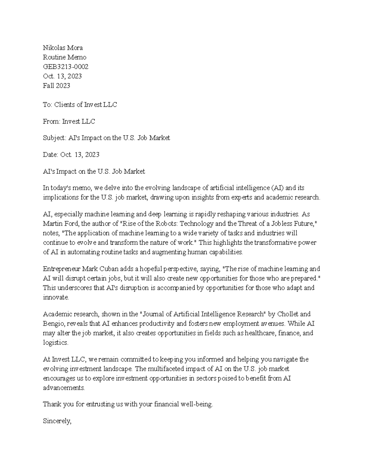 Routine Memo GEB3213-0002 - Nikolas Mora Routine Memo GEB3213- Oct. 13 ...