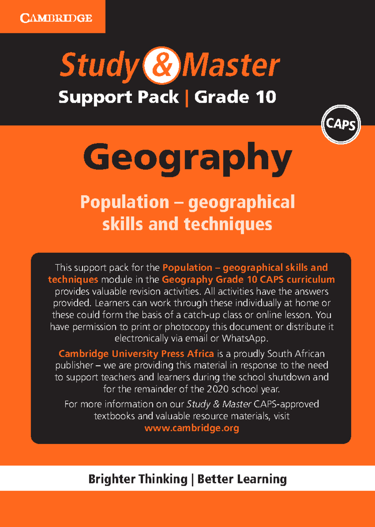 =GEO 10 Support Pack for Population geographical techniques - This ...