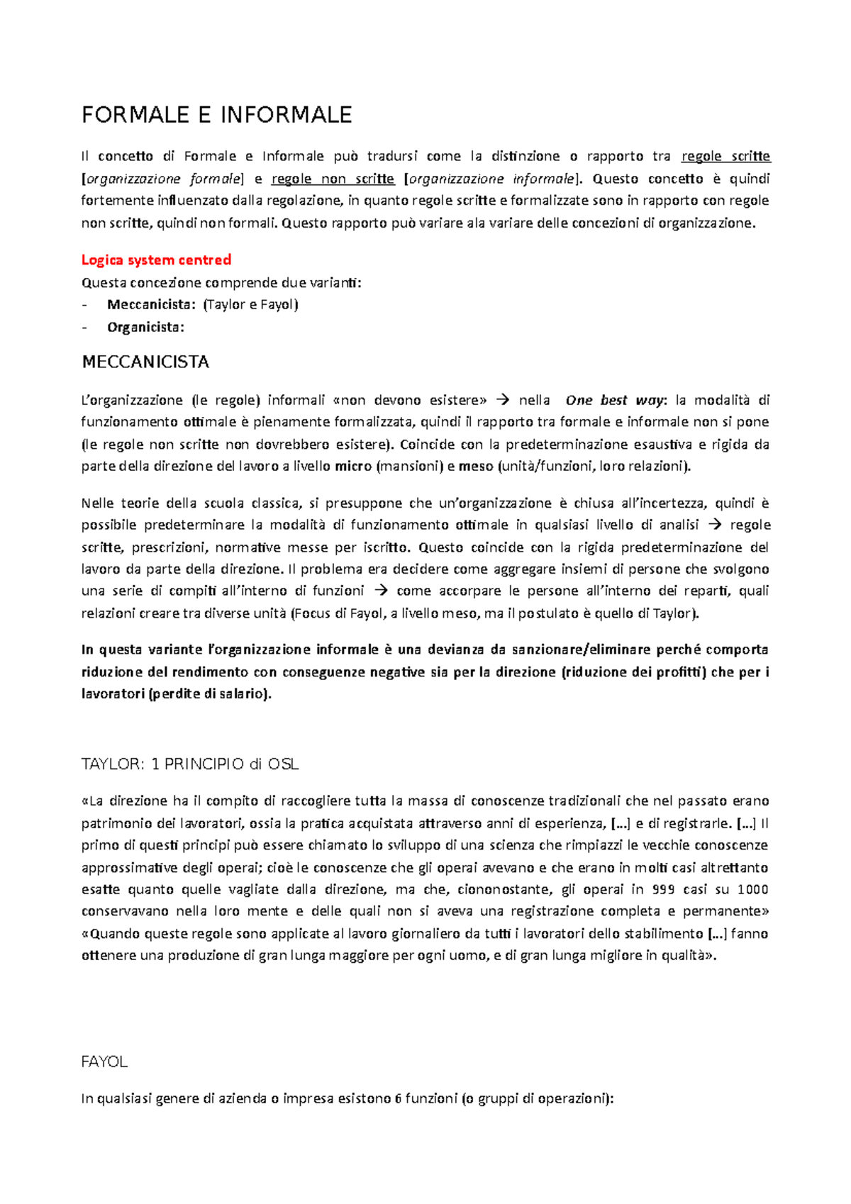 Organizzazione aziendale - Formale e Informale - FORMALE E INFORMALE Il ...