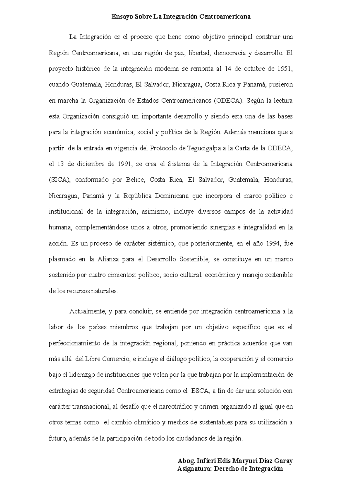 Ensayo Sobre La Integración Centroamericana - Ensayo Sobre La ...