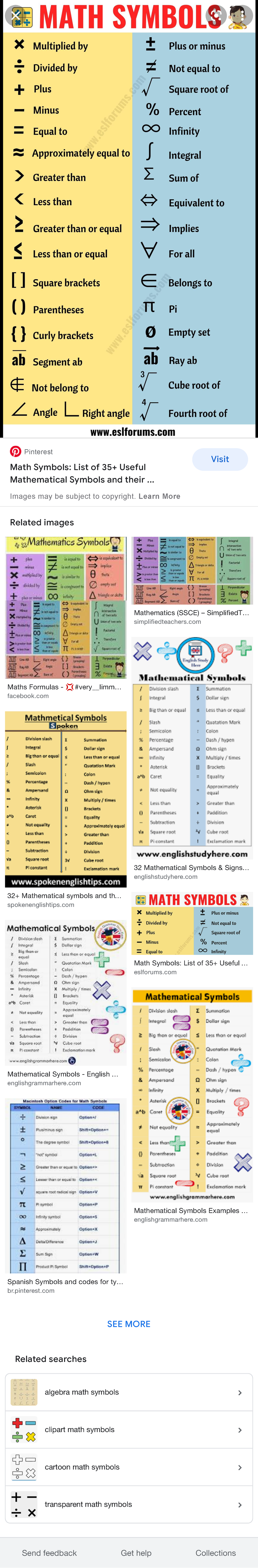Math symbols - Google Search - Pinterest Math Symbols: List of 35 ...