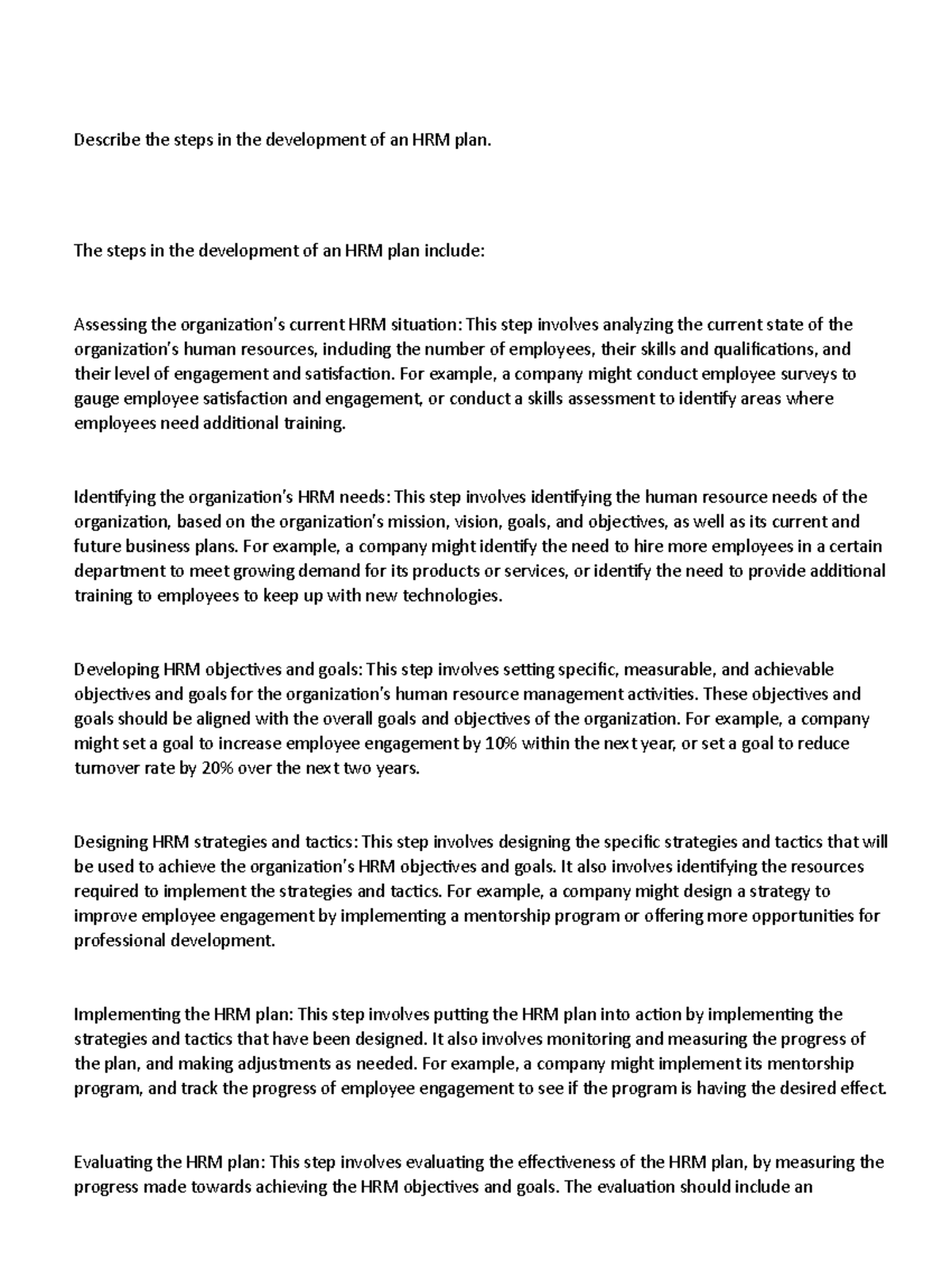 HRM CH 3 - HRM CH 3 - Describe the steps in the development of an HRM ...