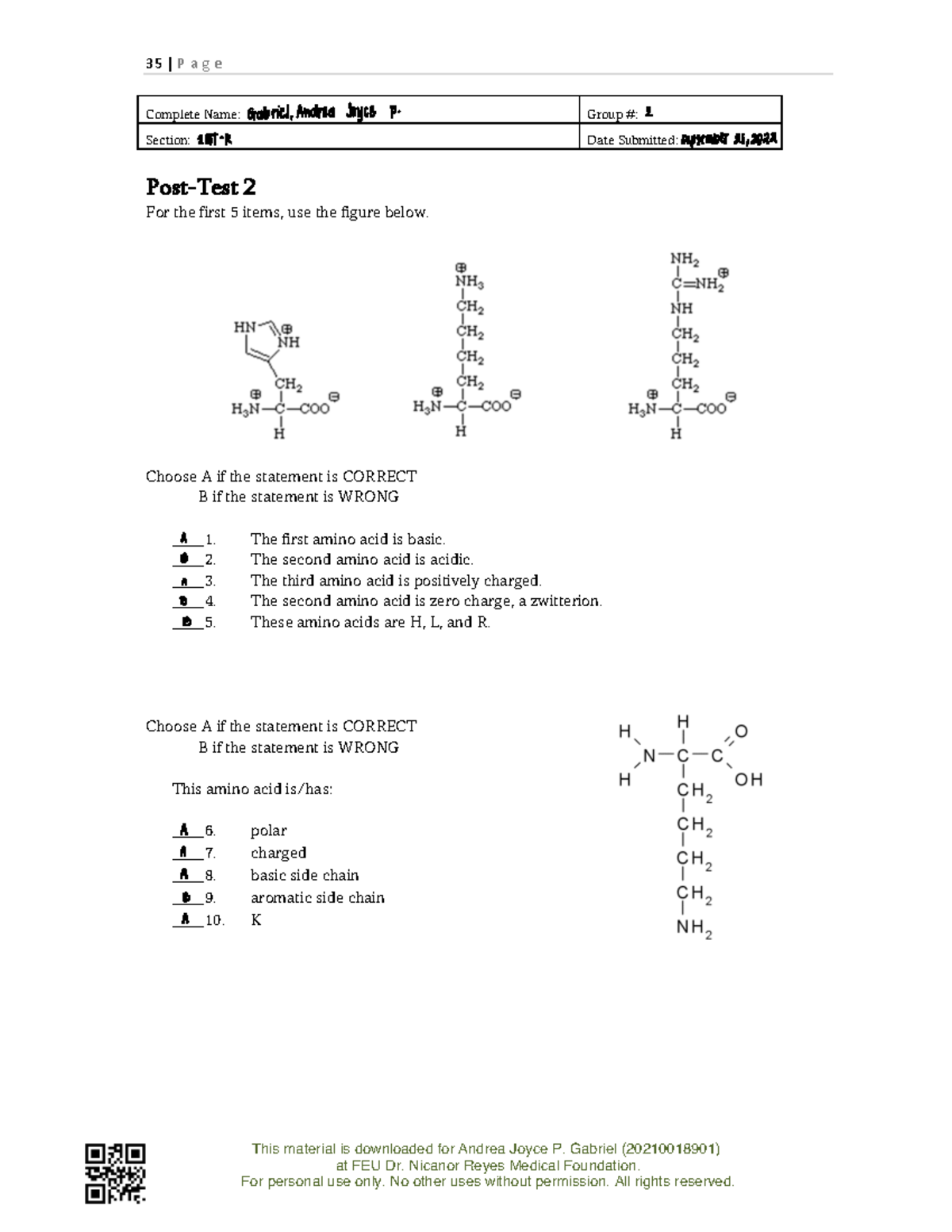 2MT-K Gabriel Andrea (Post Test 2) - 35 | P a g e Post-Test 2 For the ...